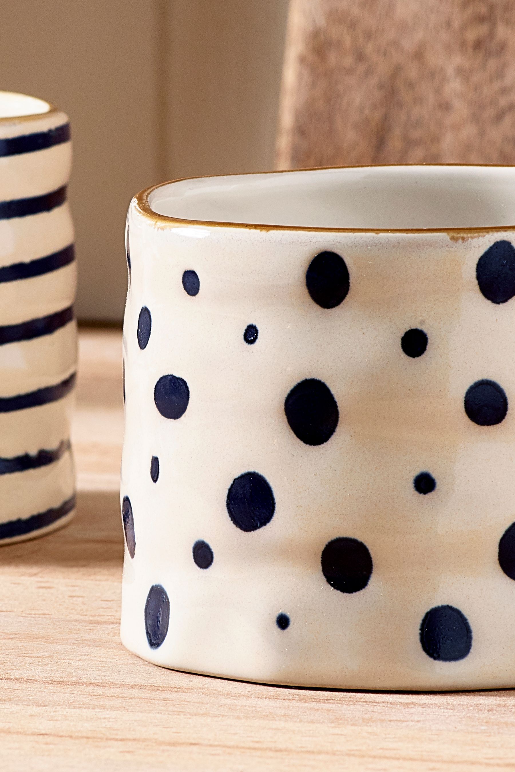 Buy Set of 2 Navy Blue Spot and Stripe Mugs from the Next UK online shop