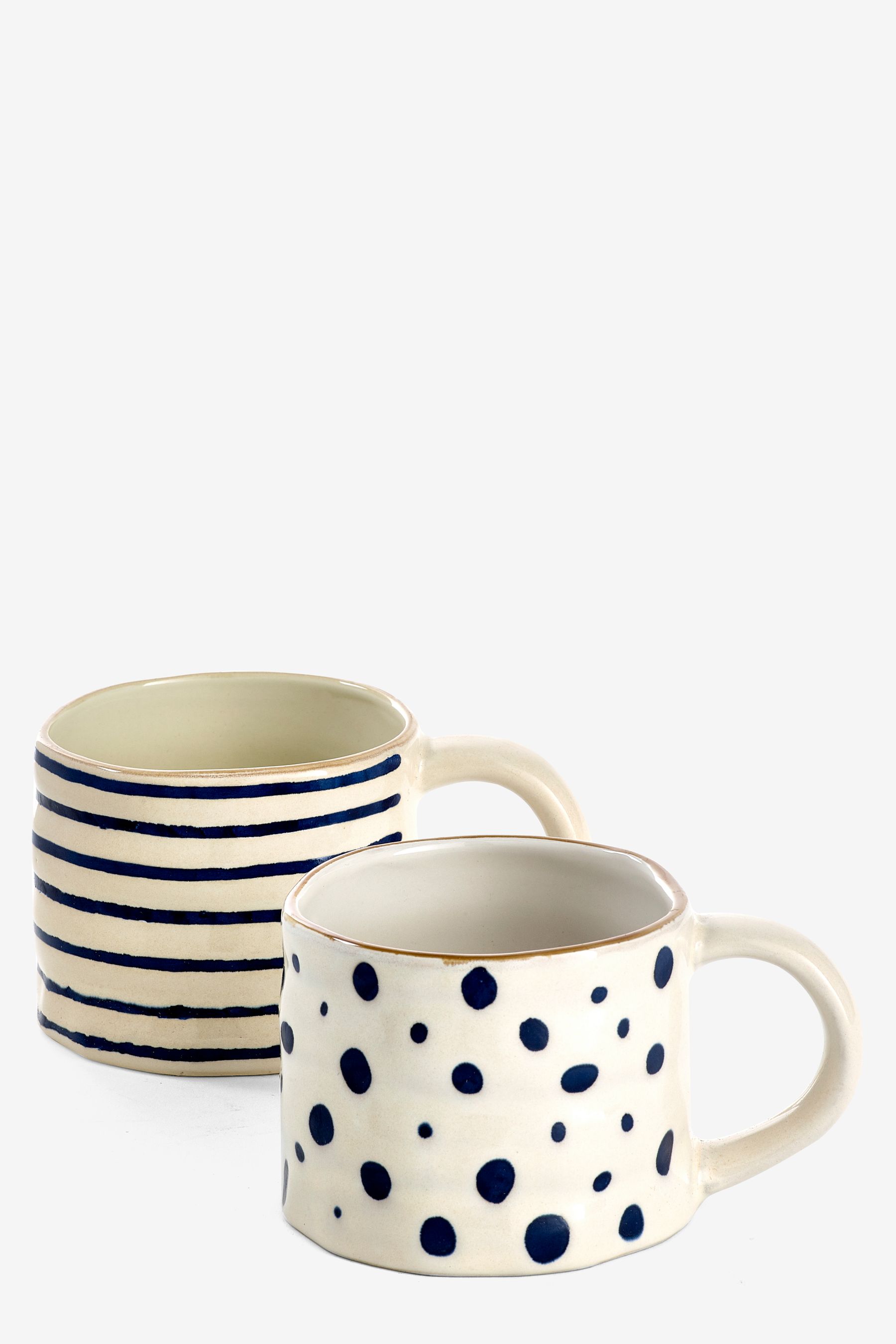 Buy Set of 2 Navy Blue Spot and Stripe Mugs from the Next UK online shop