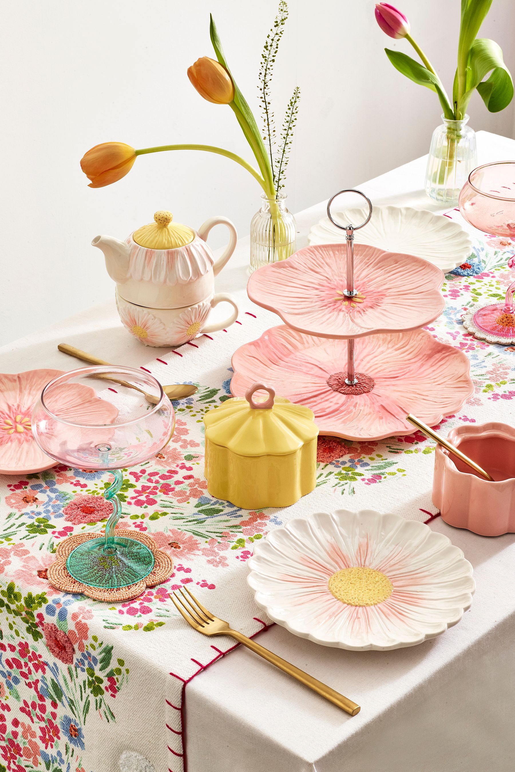 Buy Pink Two Tier Flower Cake Stand from the Next UK online shop