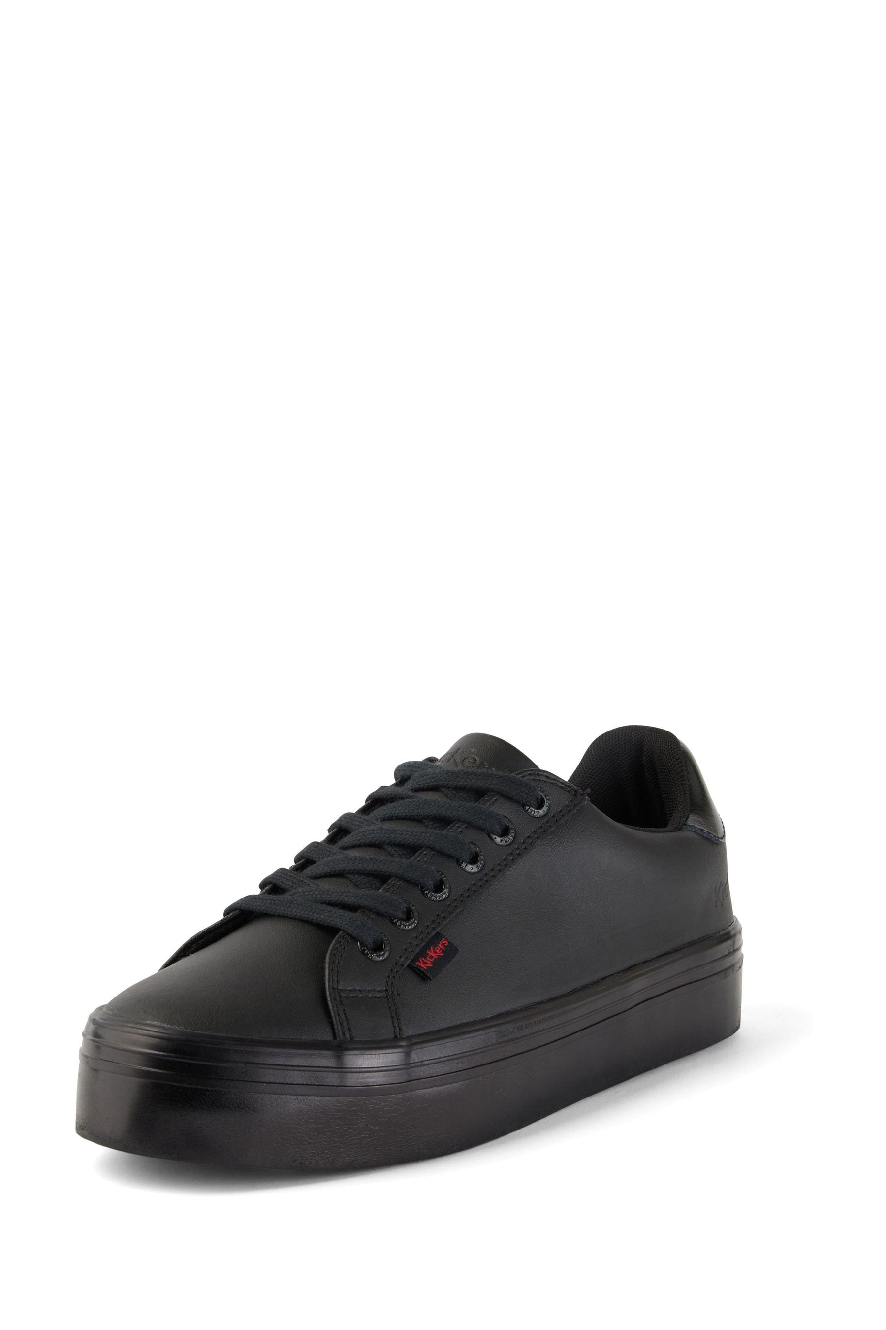 Buy Kickers Womens Black Shine Leather Tovni Stack Trainers from the ...