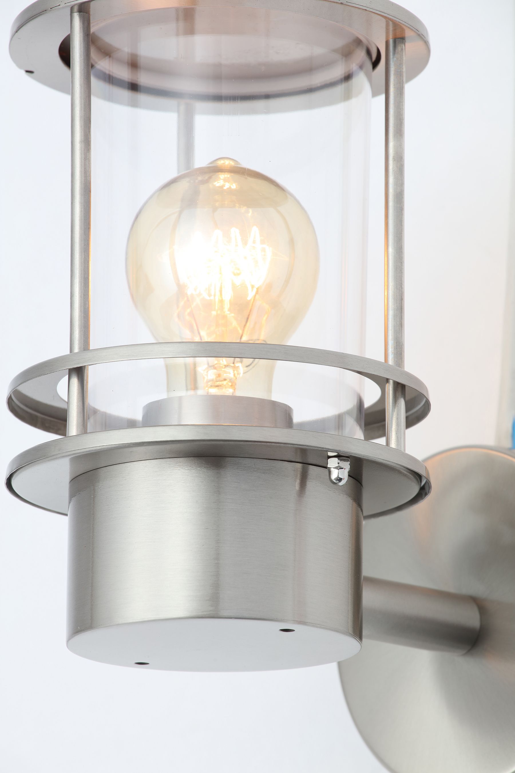 Buy BHS Silver Leonis Miners Style Wall Lantern Outdoor Light from the ...