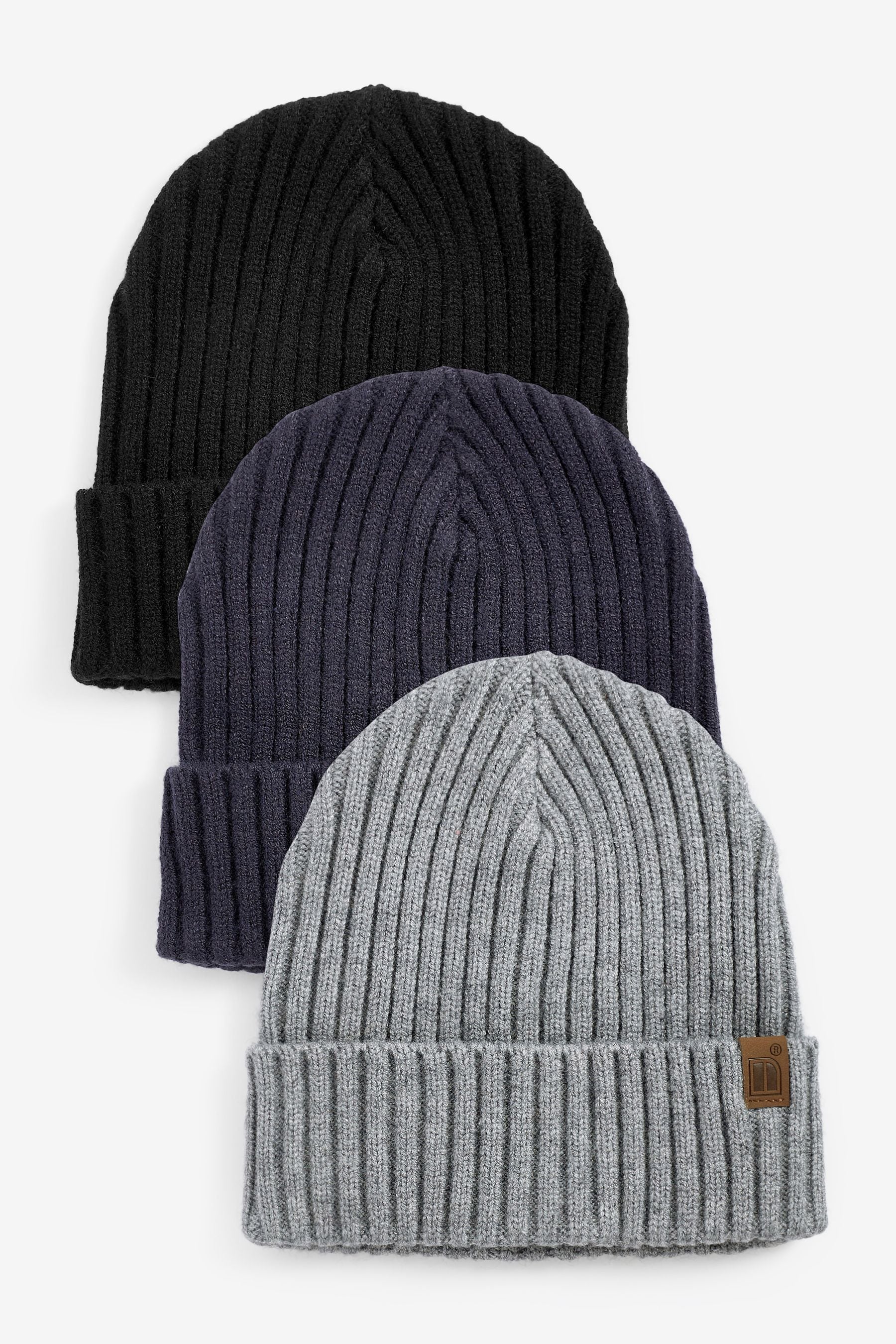 Buy 3 Pack Knitted Rib Beanies (1-16yrs) from Next Slovenia