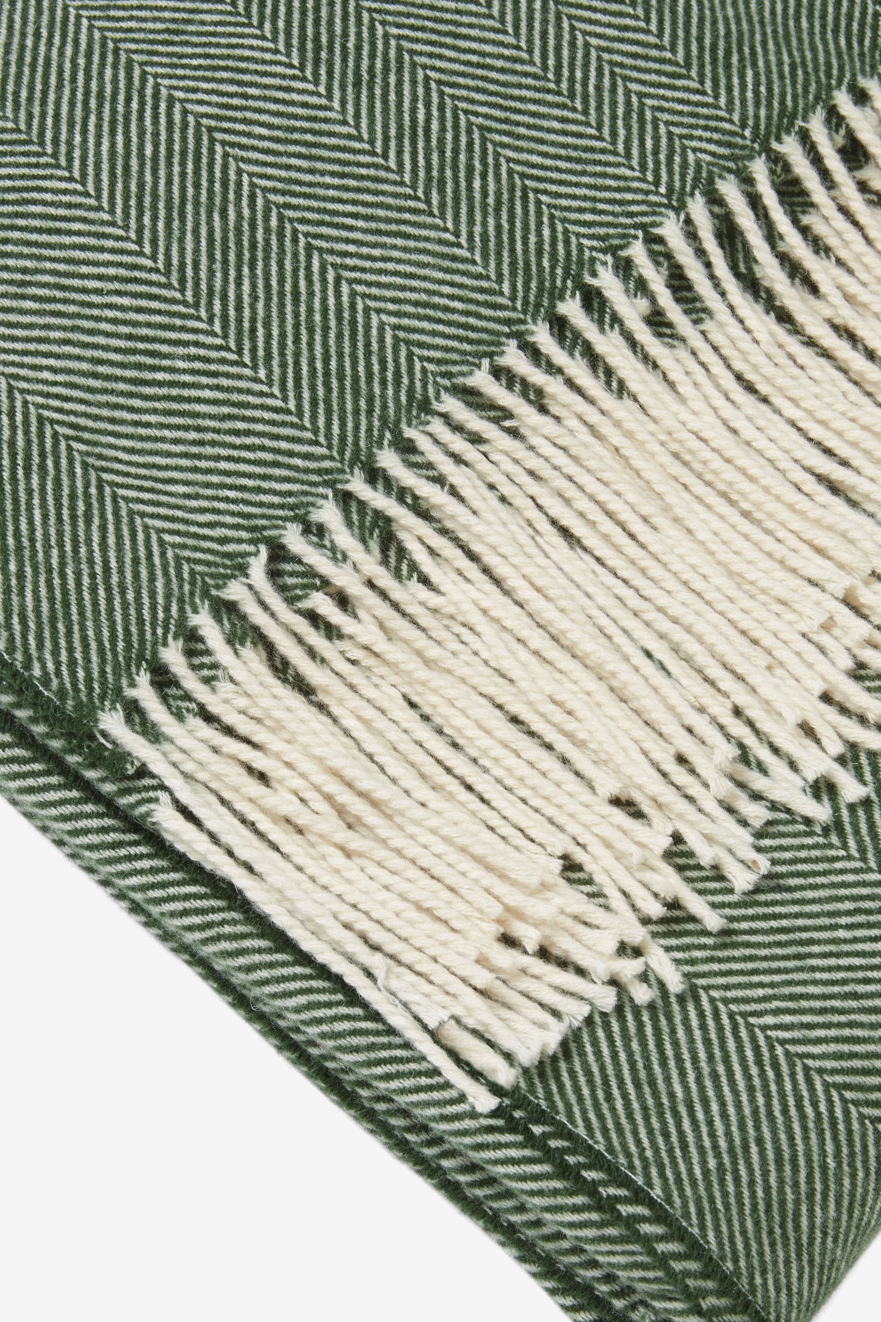 Buy Jasper Conran London Green Lambswool Herringbone Throw from the ...