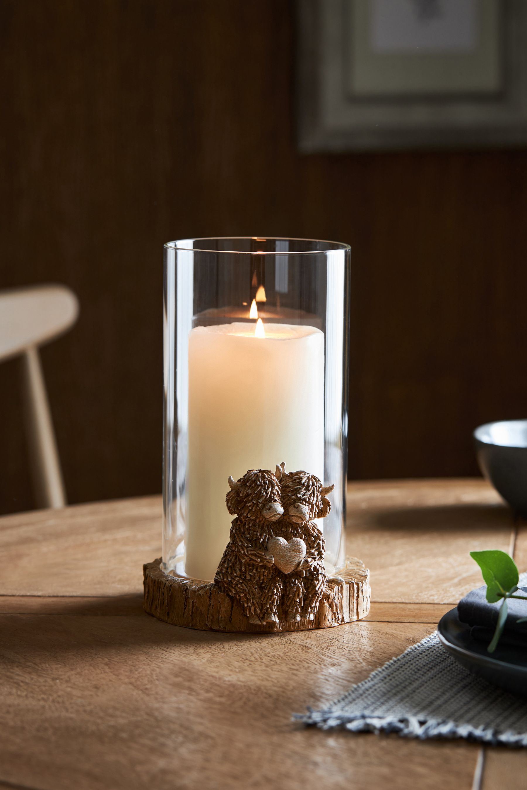 Buy Natural Hamish The Highland Cow Hurricane Candle Holder from the ...