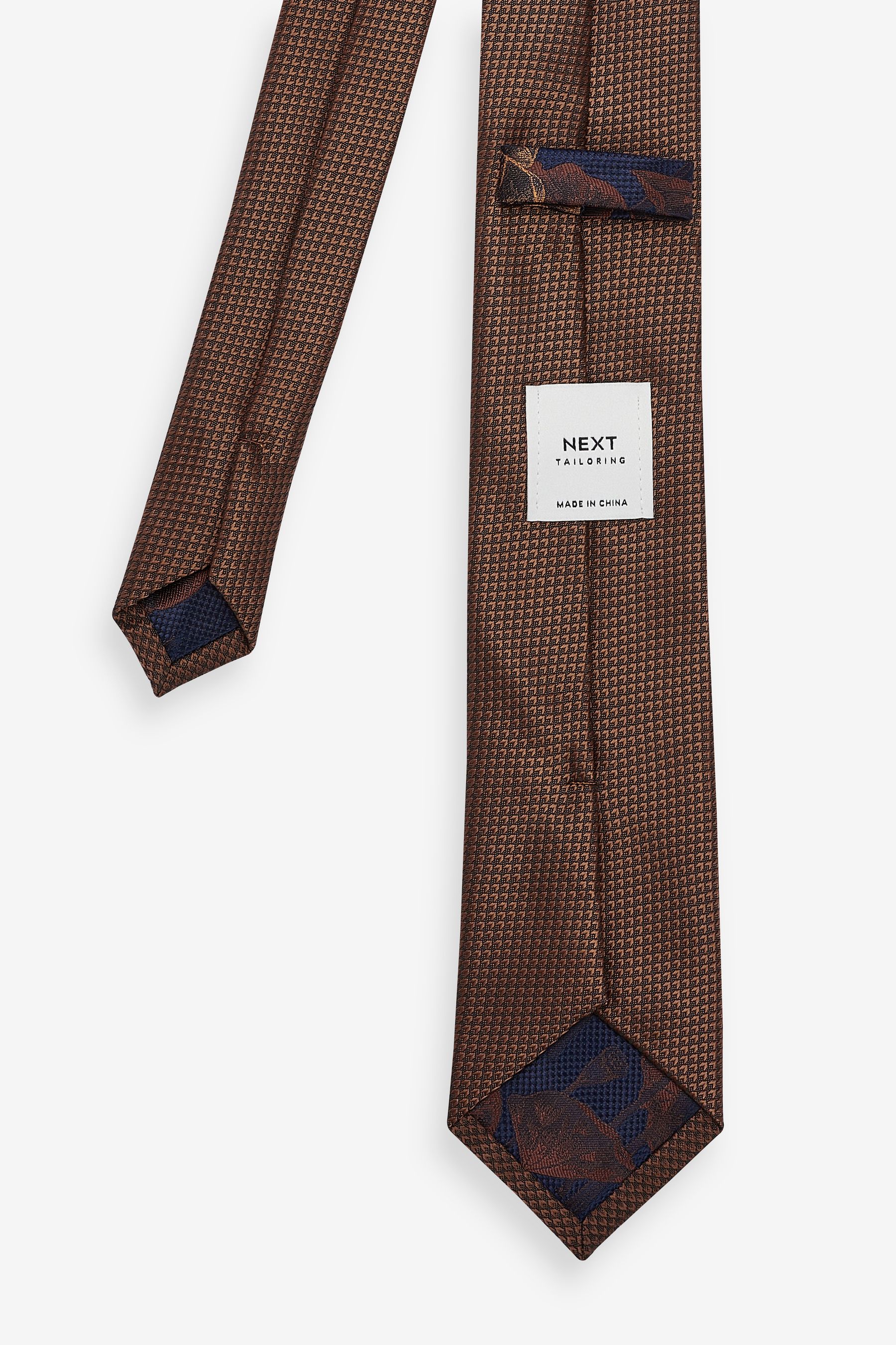 Buy Brown Slim Textured Tie And Clip Set from the Next UK online shop