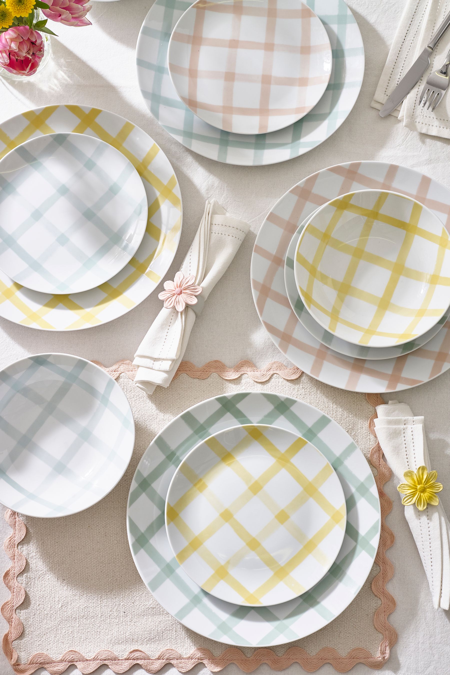Buy 12 Piece Multi Checked Pattern Dinner Set from the Next UK online shop