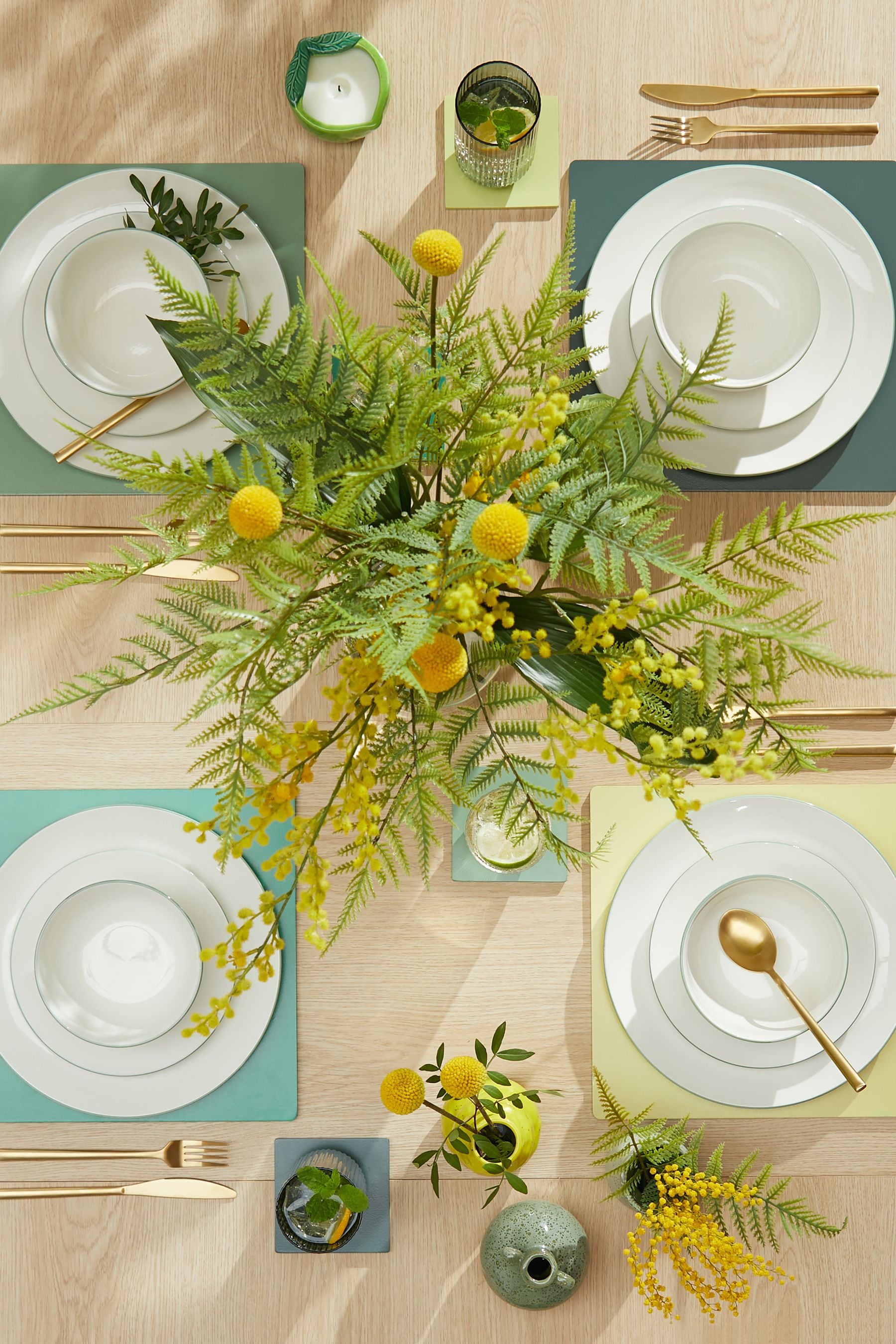 Buy 12 Piece Sage Green Rim Dinner Set from the Next UK online shop