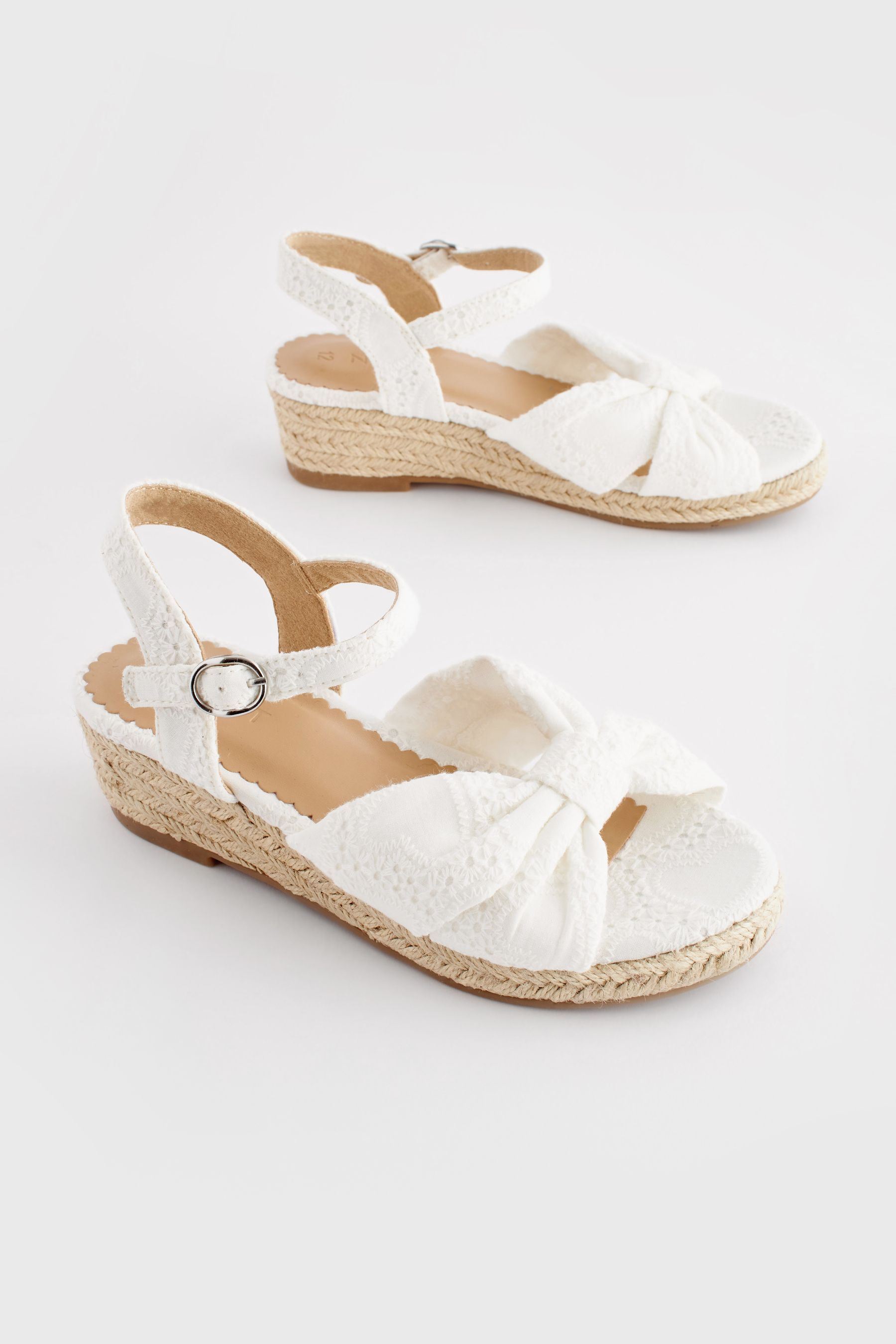 Buy White Broderie Bow Wedge Sandals from the Next UK online shop