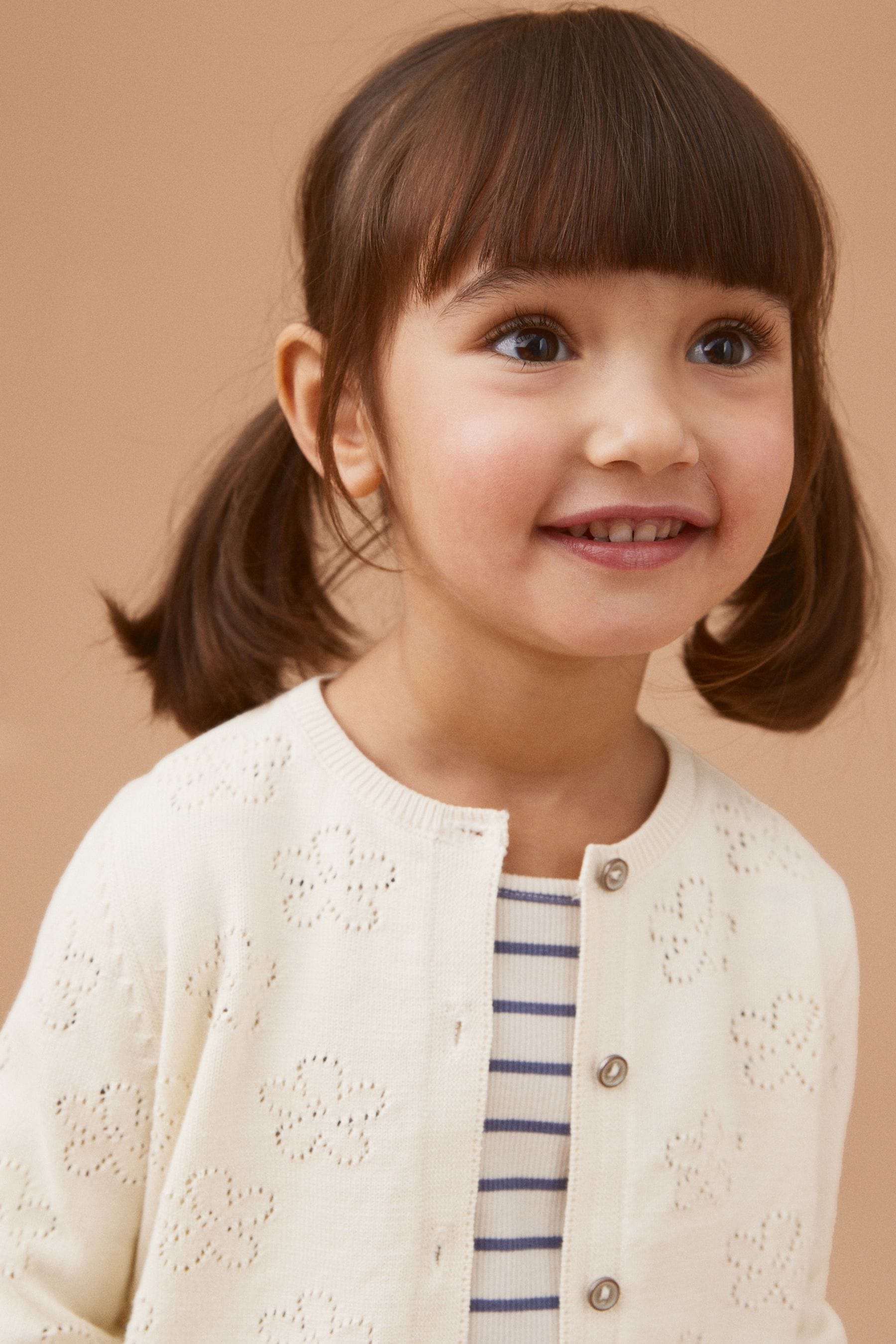 Buy Ecru Cream Marl Flower Pointelle Cardigan (3mths-10yrs) from the ...