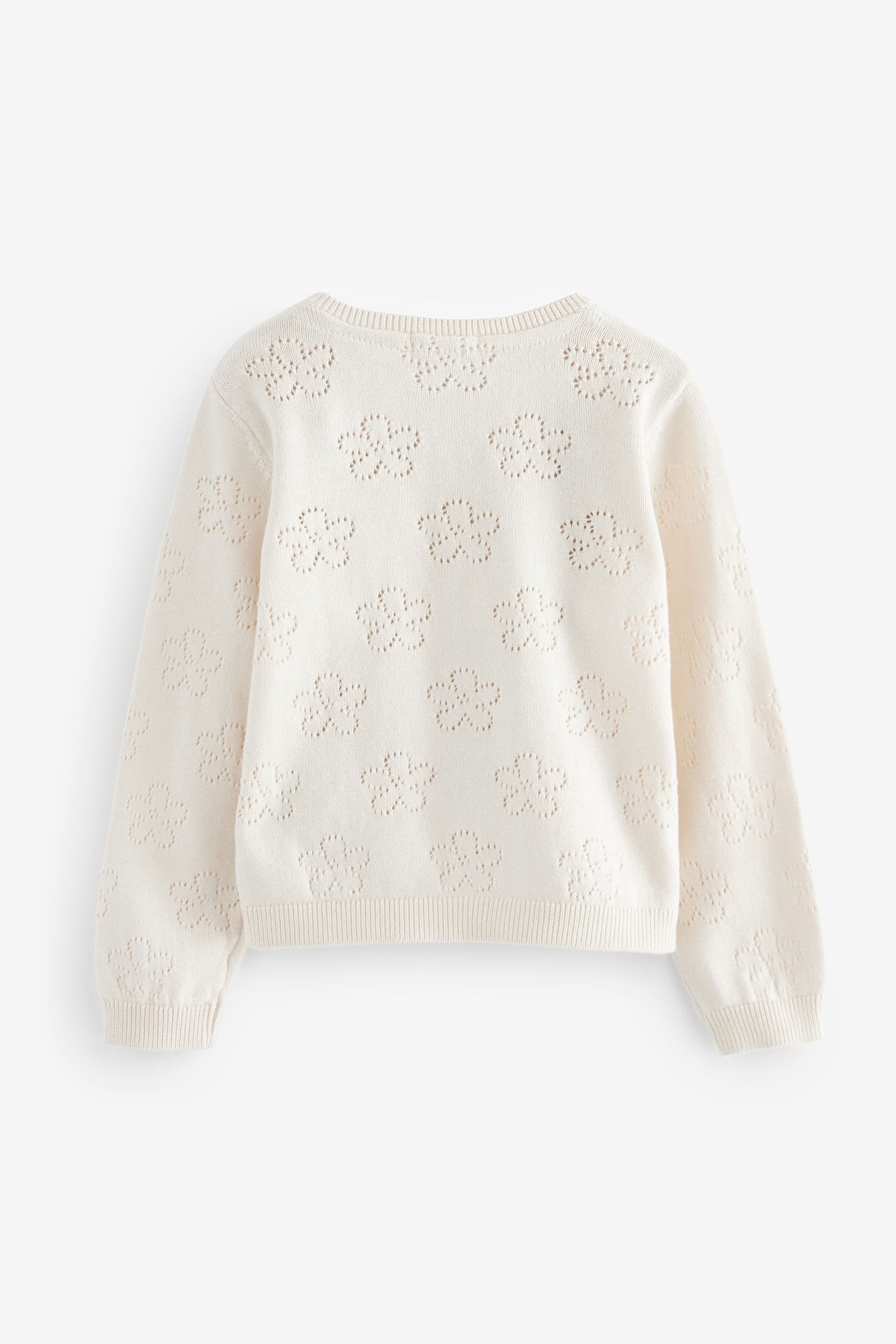Buy Ecru Cream Marl Flower Pointelle Cardigan (3mths-10yrs) from the ...