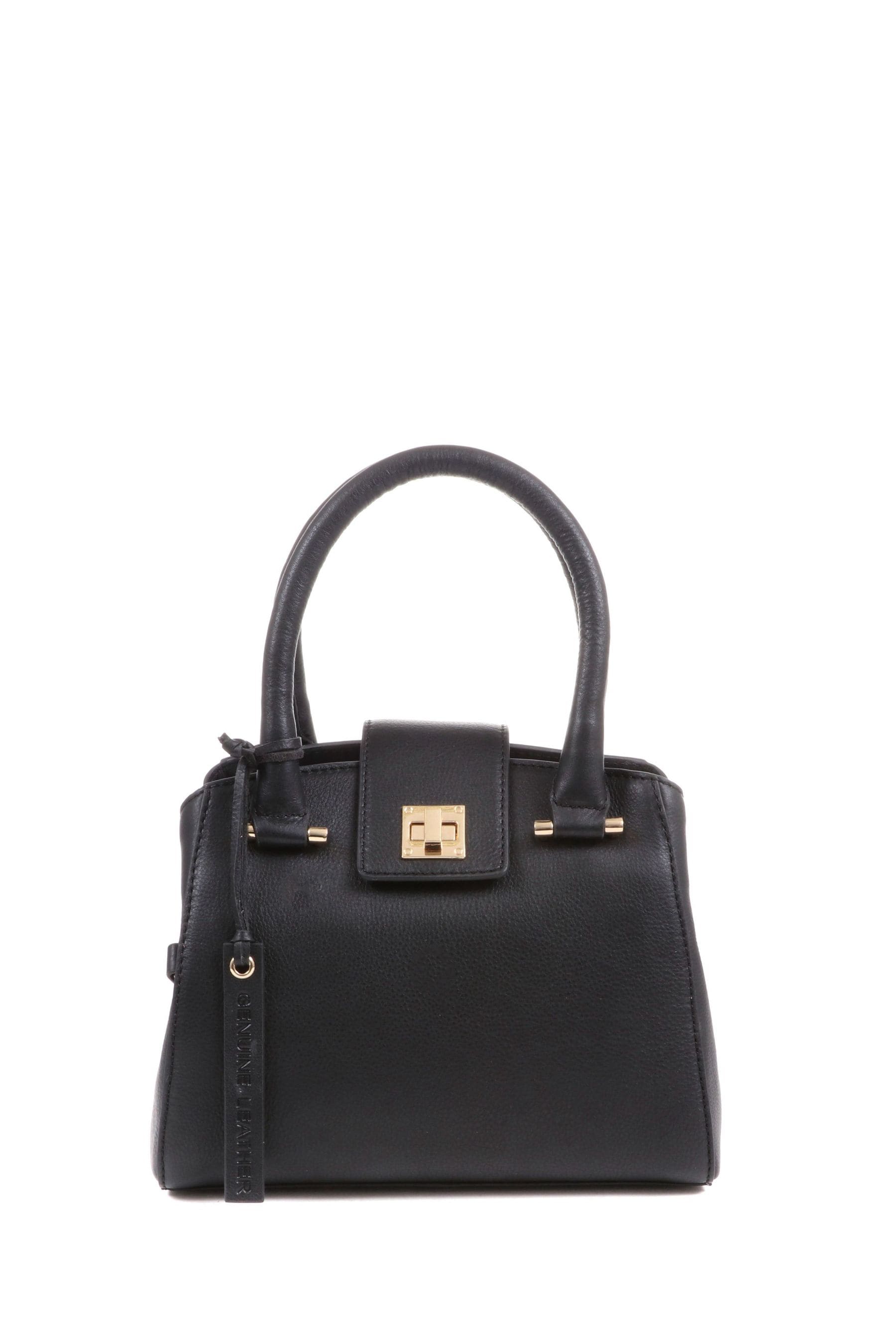 Buy Jones Bootmaker Whimsy Leather Top Handle Black Tote Bag from the ...