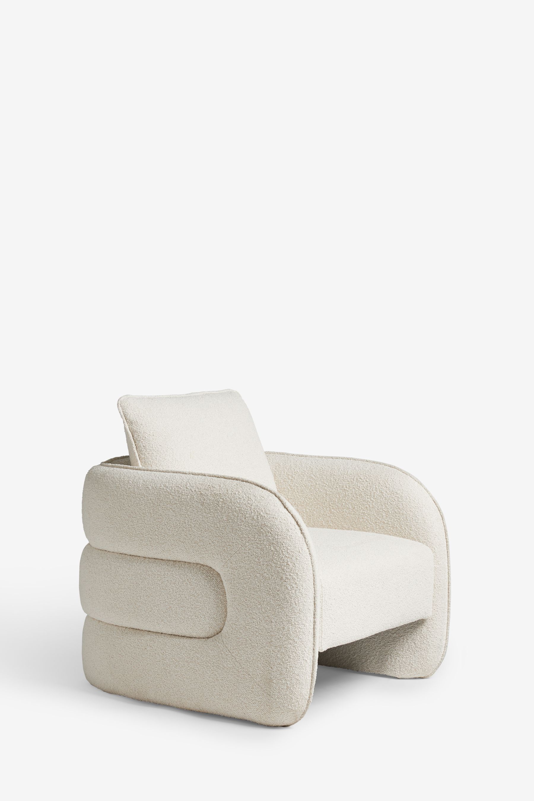 Buy Casual Bouclé Oyster Natural Kendra Curved Accent Chair from the ...