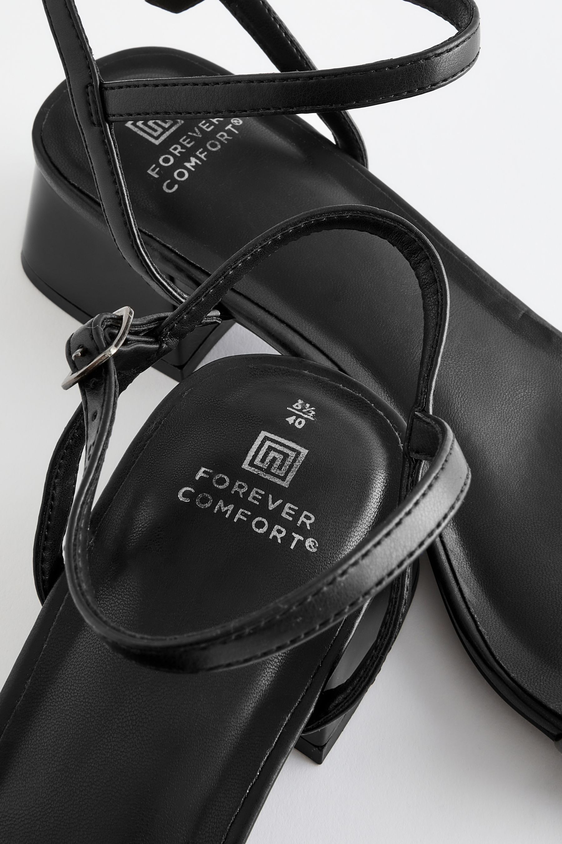 Buy Black Forever Comfort® Low Heel Sandals from the Next UK online shop