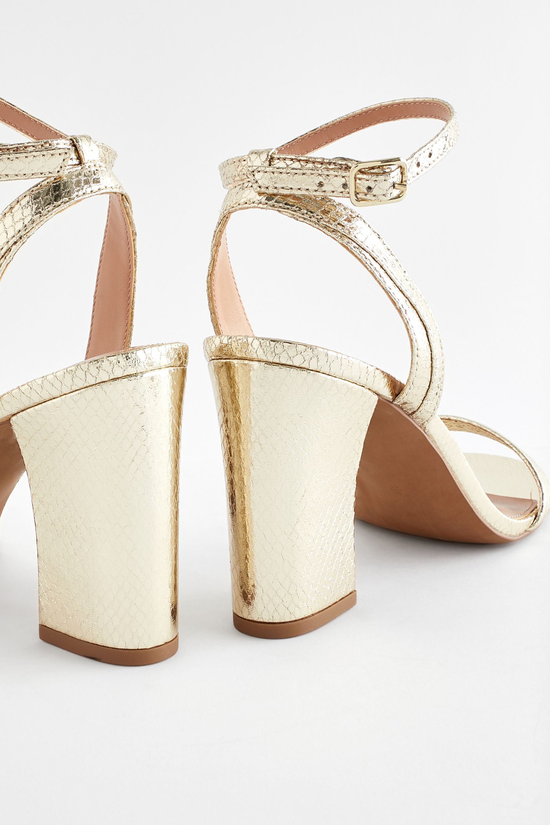 Buy Gold Extra Wide Fit Forever Comfort® Block Heel Sandals from the ...