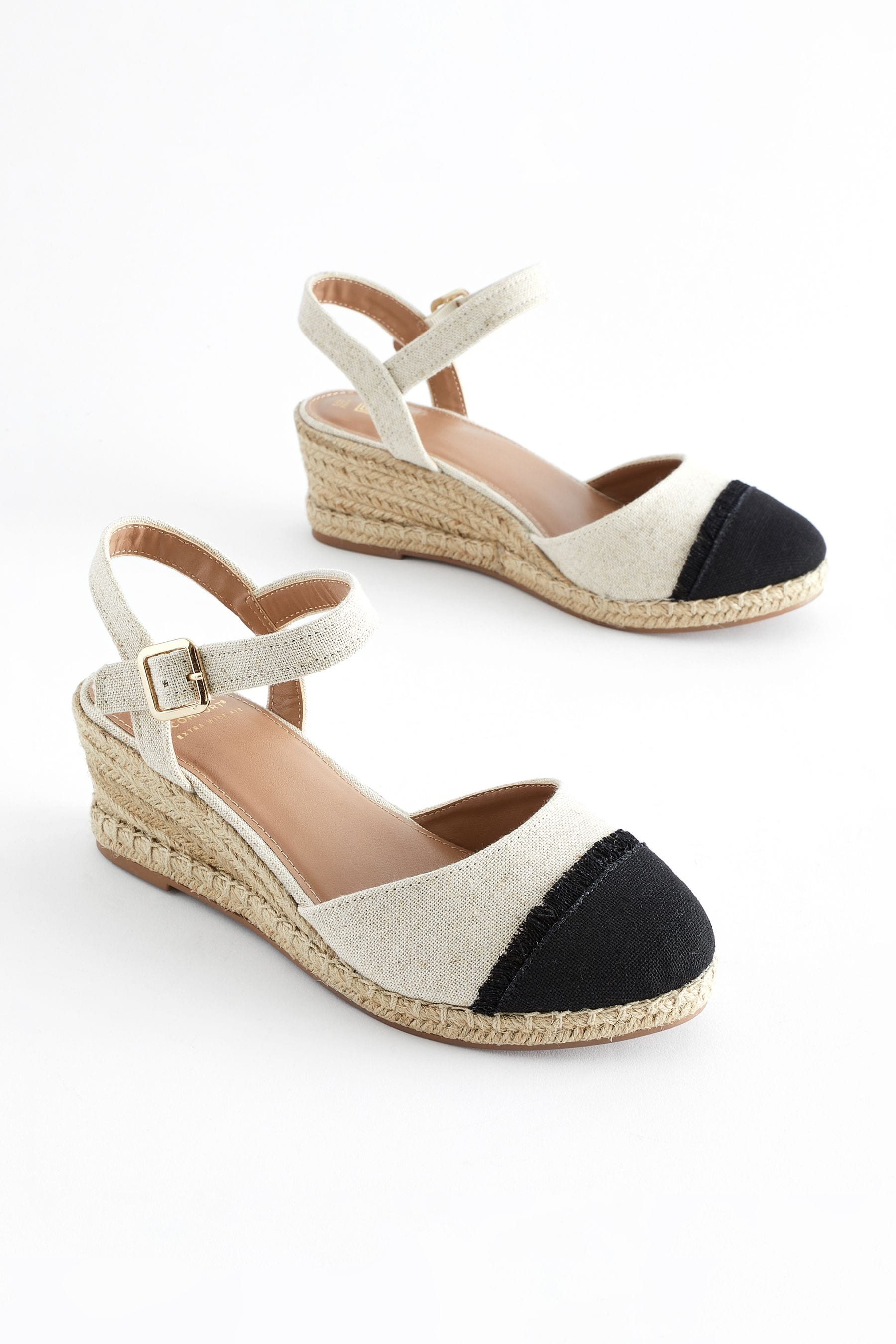 Buy Neutral Extra Wide Fit Forever Comfort Toe Cap Closed Toe Wedges ...