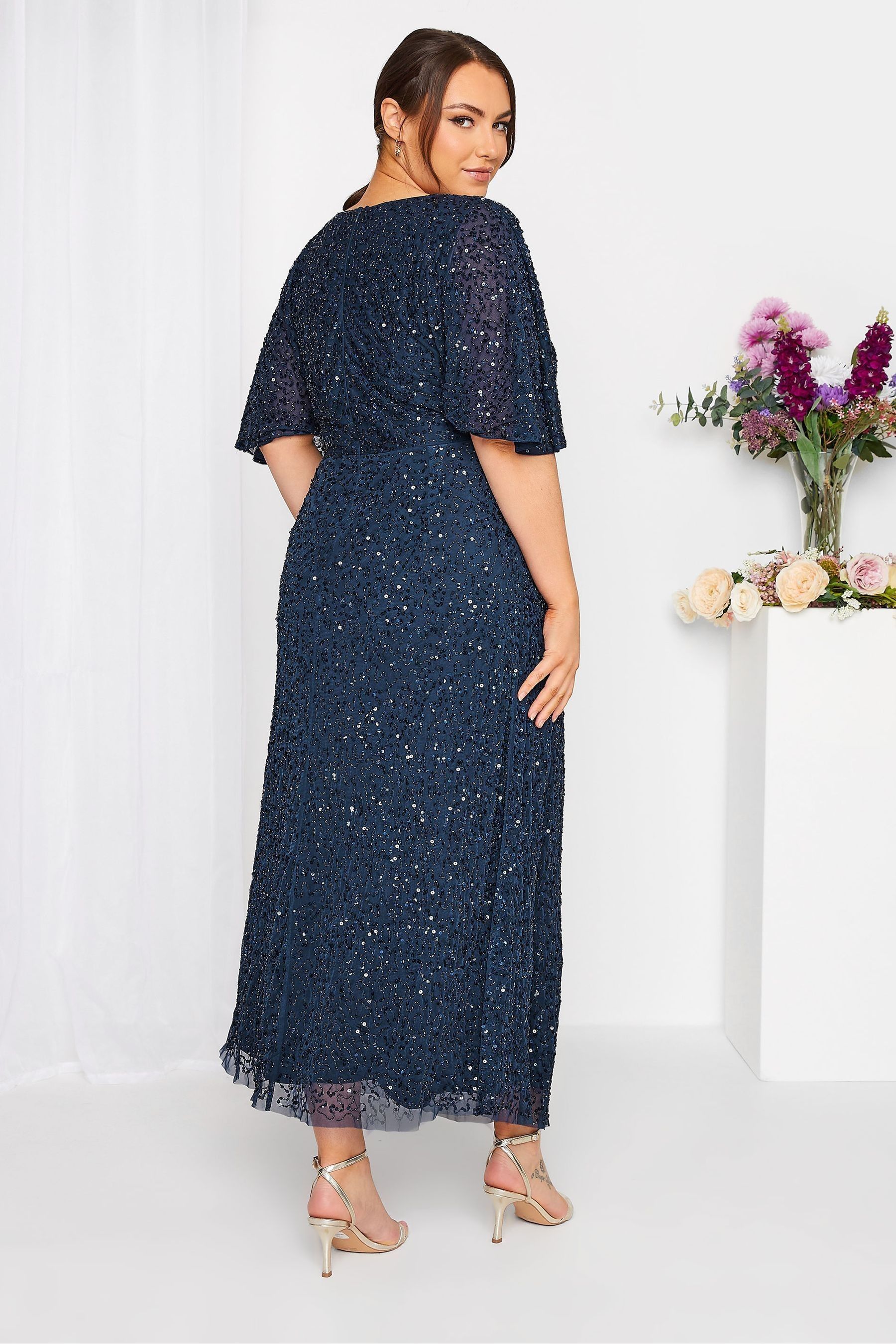 Buy Yours Curve Luxe Embellished V-Neck Angel Sleeve Maxi Dress from ...