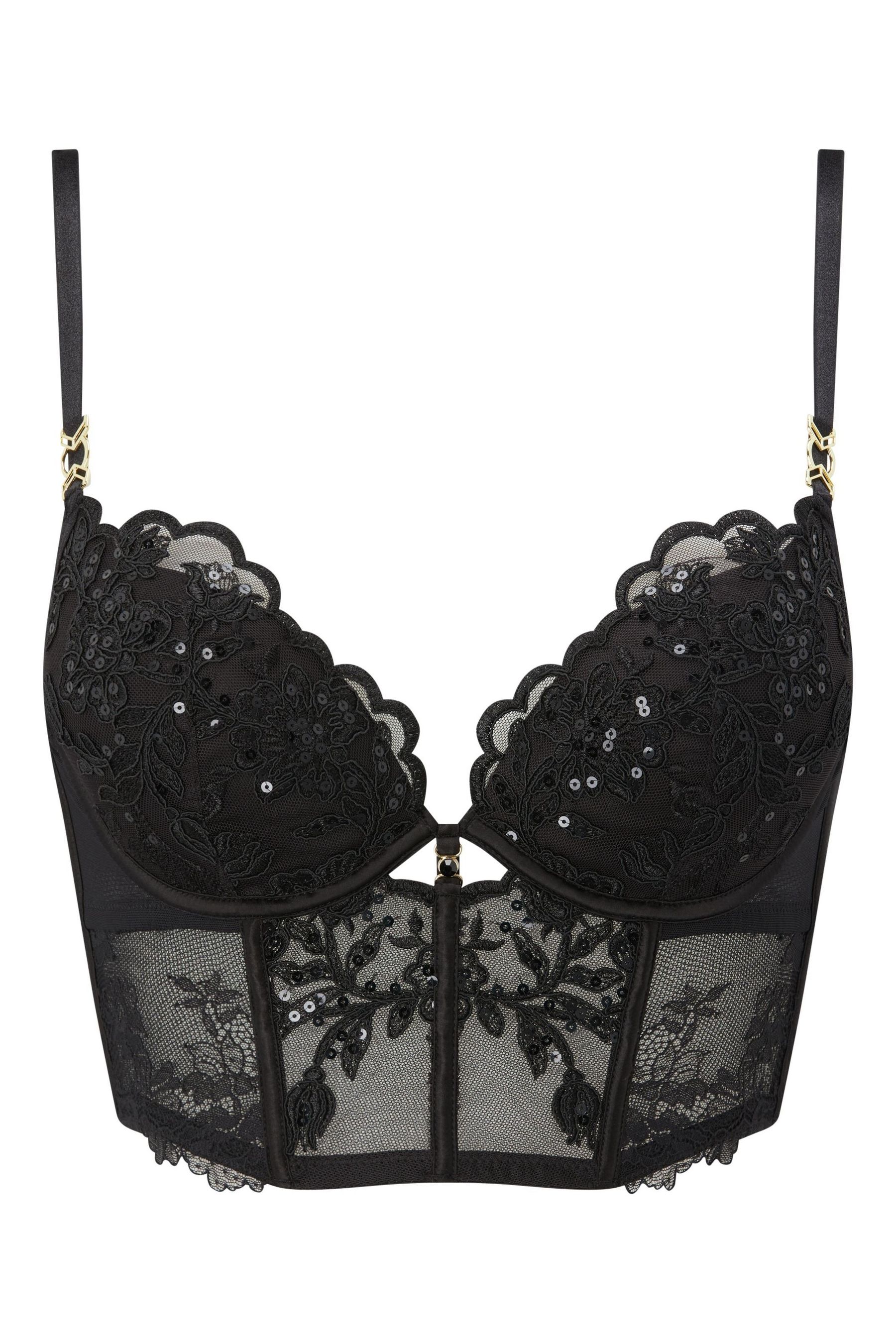 Buy Ann Summers The Icon Embroidered Padded Corset Black Bustier from ...