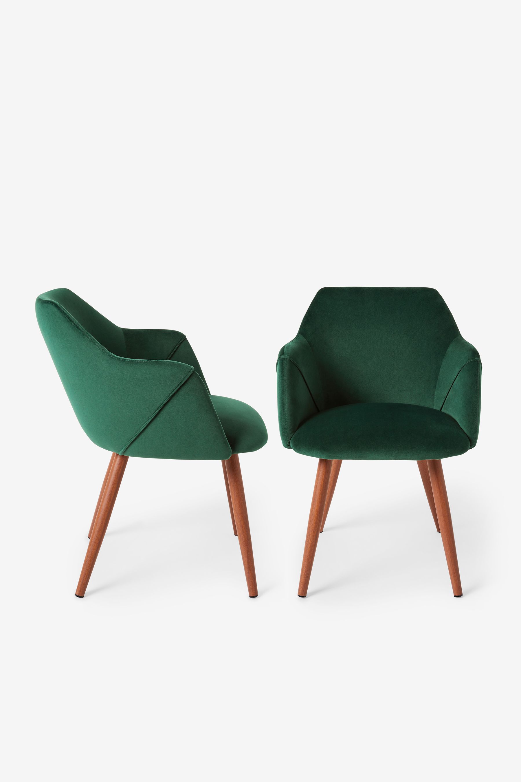Buy MADE.COM Set of 2 Pine Green and Walnut Legs Lule Arm Dining Chairs ...