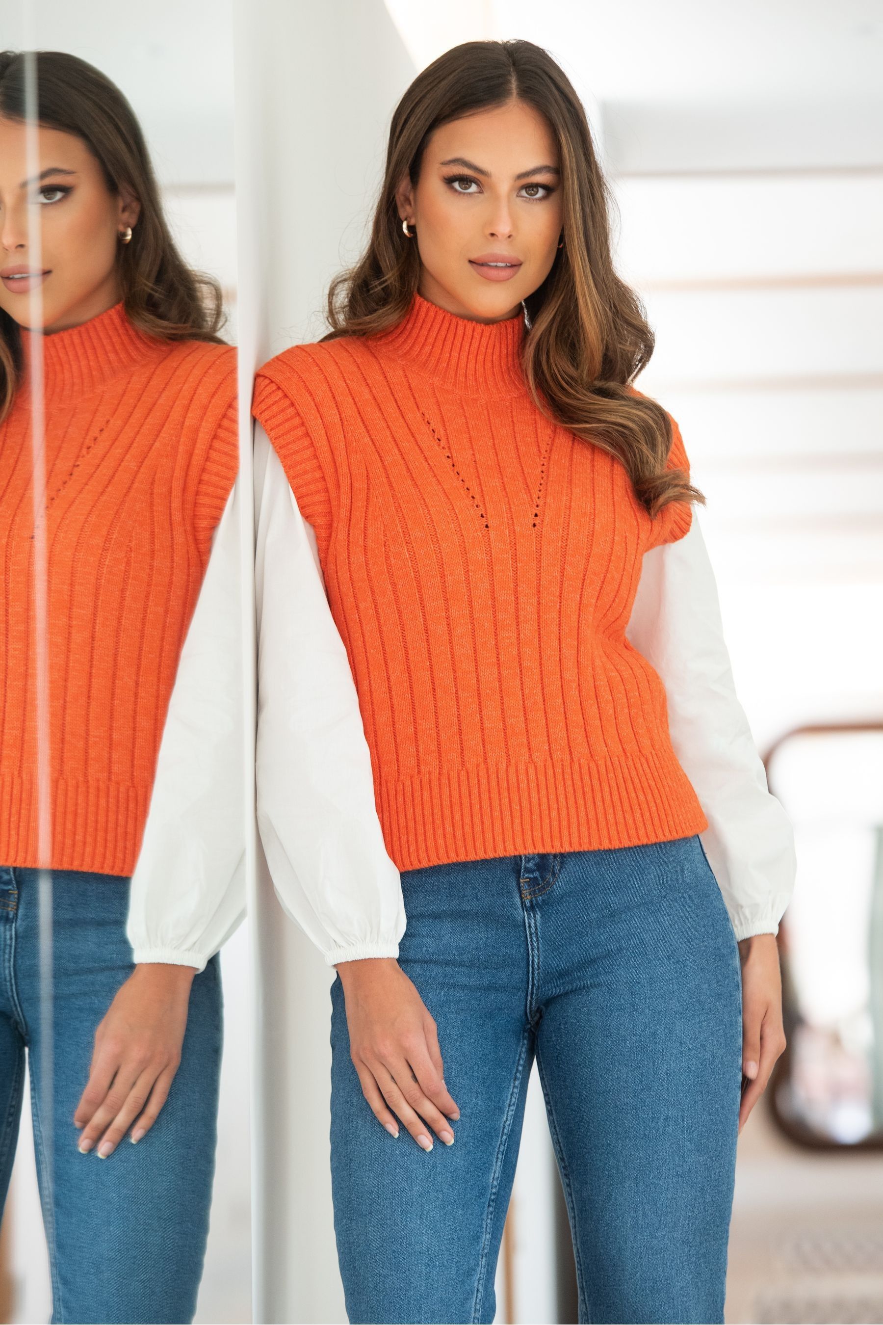 Buy Pour Moi Orange Kady Cropped Ribbed Knit Tank Top from the Next UK ...
