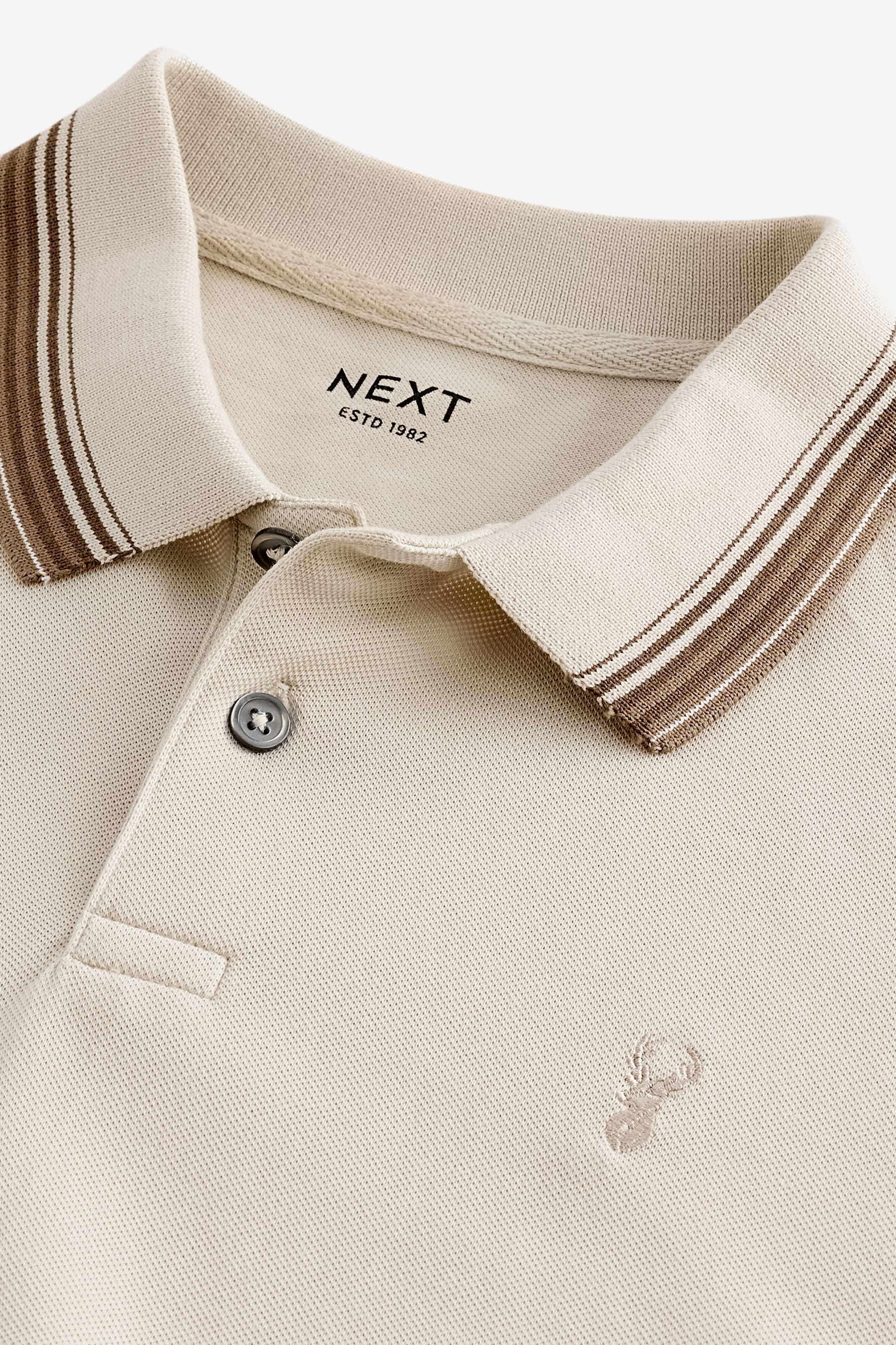Buy Neutral Short Sleeve Tipped Regular Fit Polo Shirt from the Next UK ...