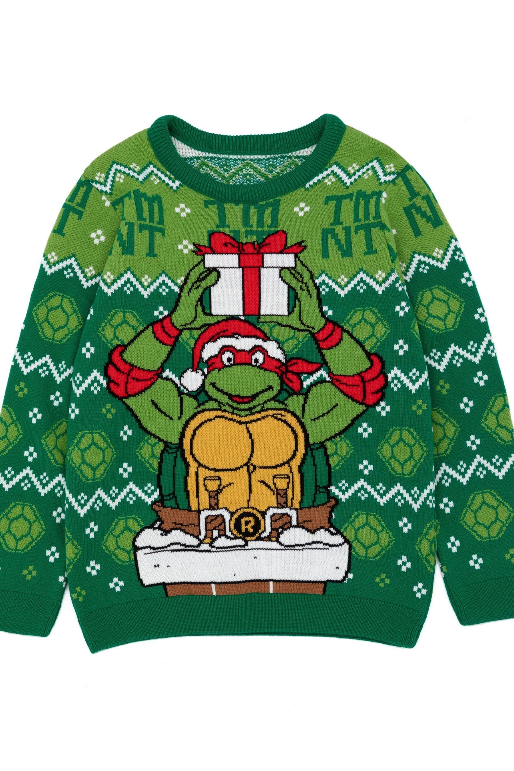 Buy Vanilla Underground Green Ninja Turtles Kids Christmas Jumper from ...
