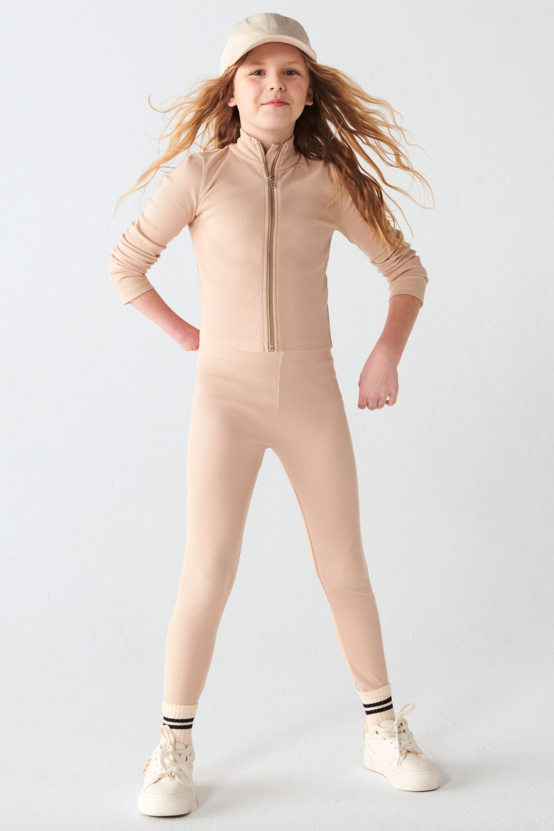 Buy River Island Brown Girls Funnel Zip Through Set from Next Ireland