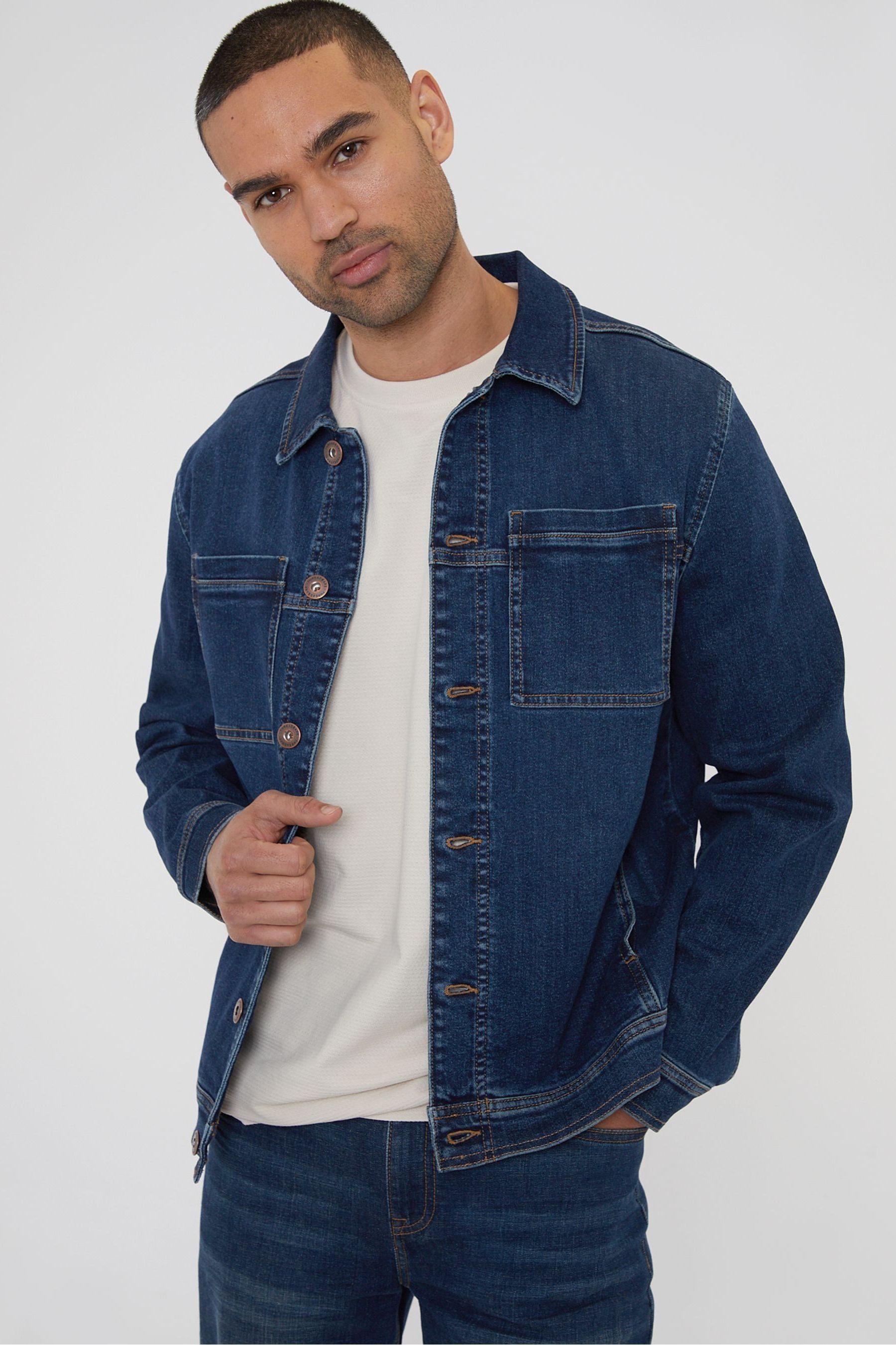 Buy Threadbare Blue Mid Wash Denim Shacket from the Next UK online shop