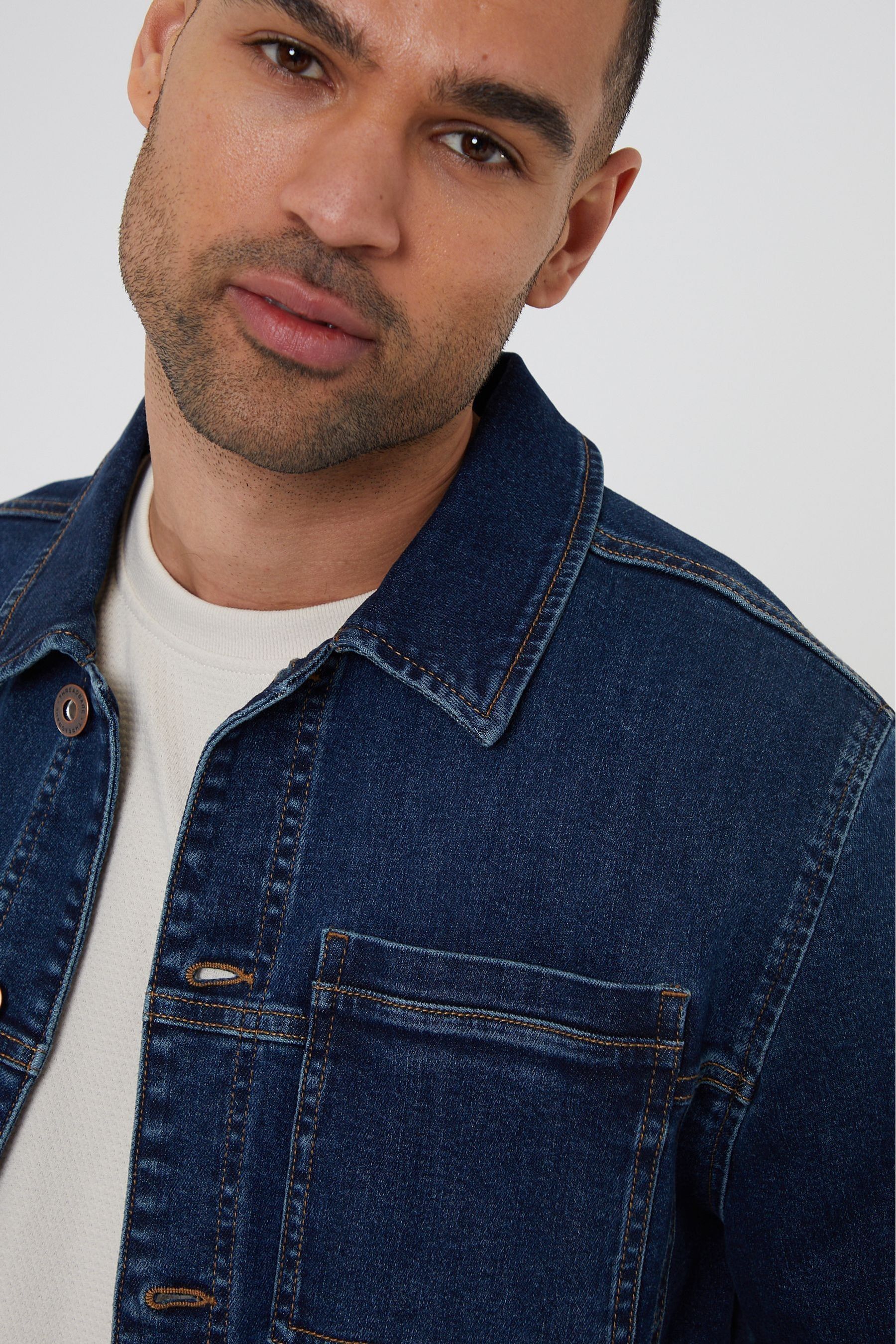 Buy Threadbare Blue Mid Wash Denim Shacket from the Next UK online shop