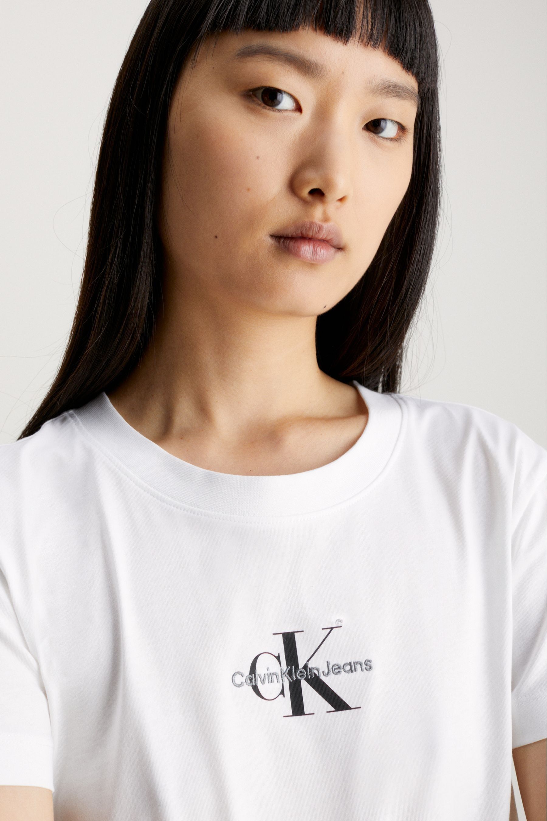 Buy Calvin Klein Slim Fit Logo White T-Shirt from Next USA