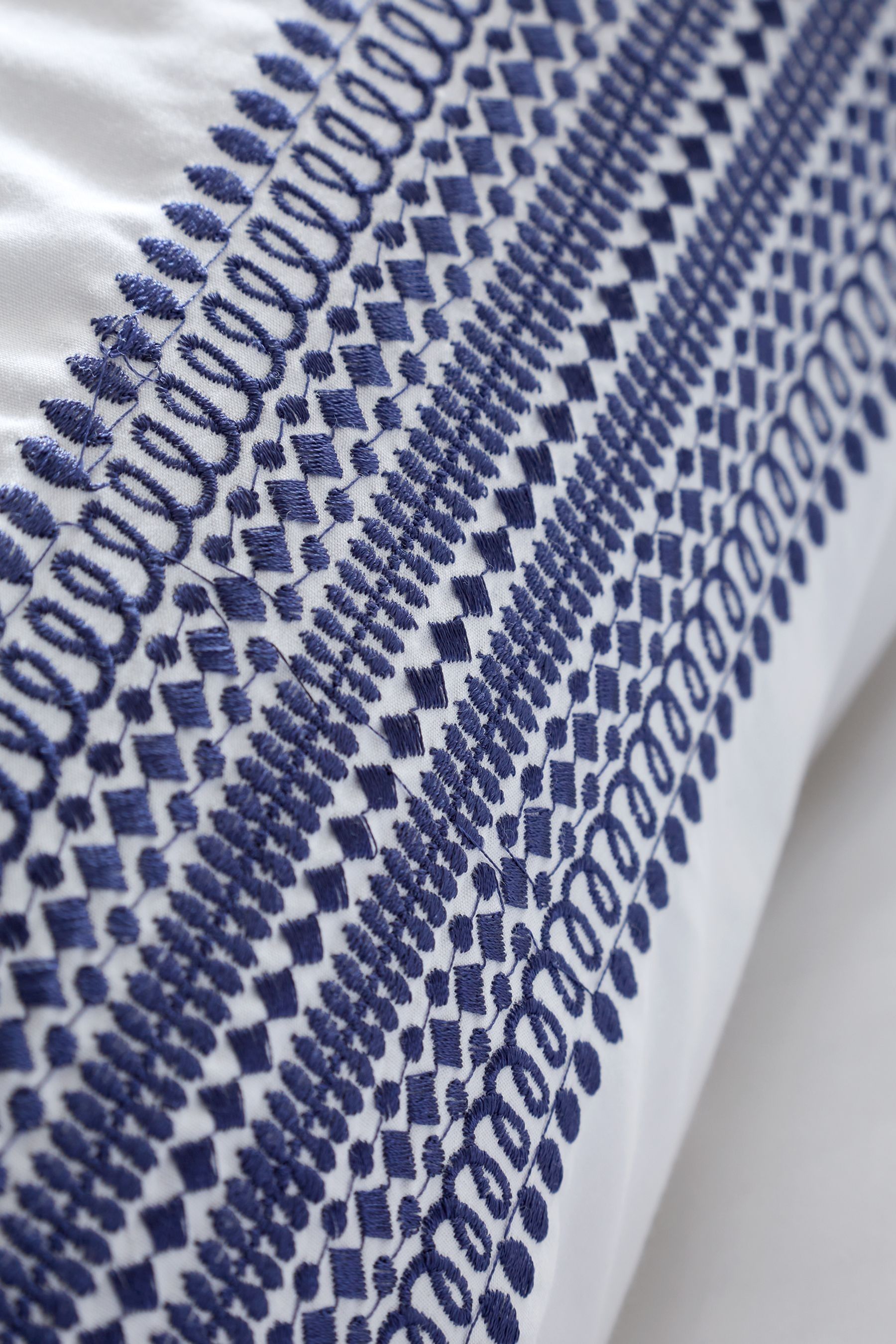 Buy Bianca White Remy Navy Blue Embroidery Cotton Duvet Cover Set from ...