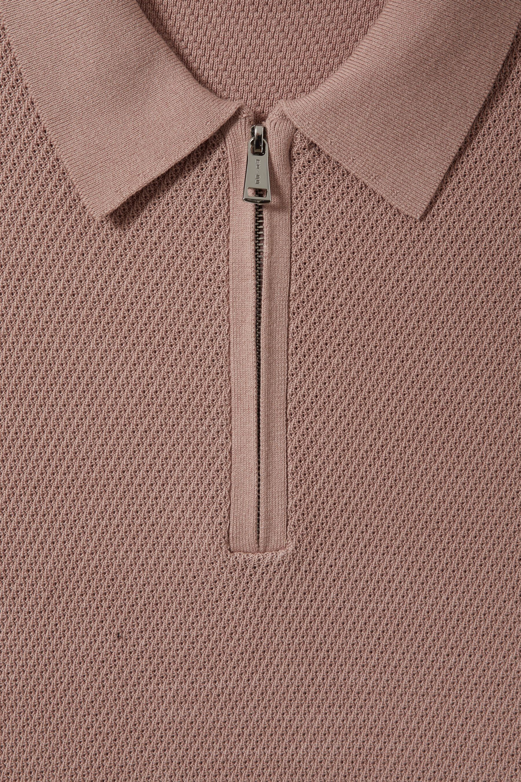 Buy Reiss Soft Pink Ivor Textured Half-Zip Polo Shirt from the Next UK ...