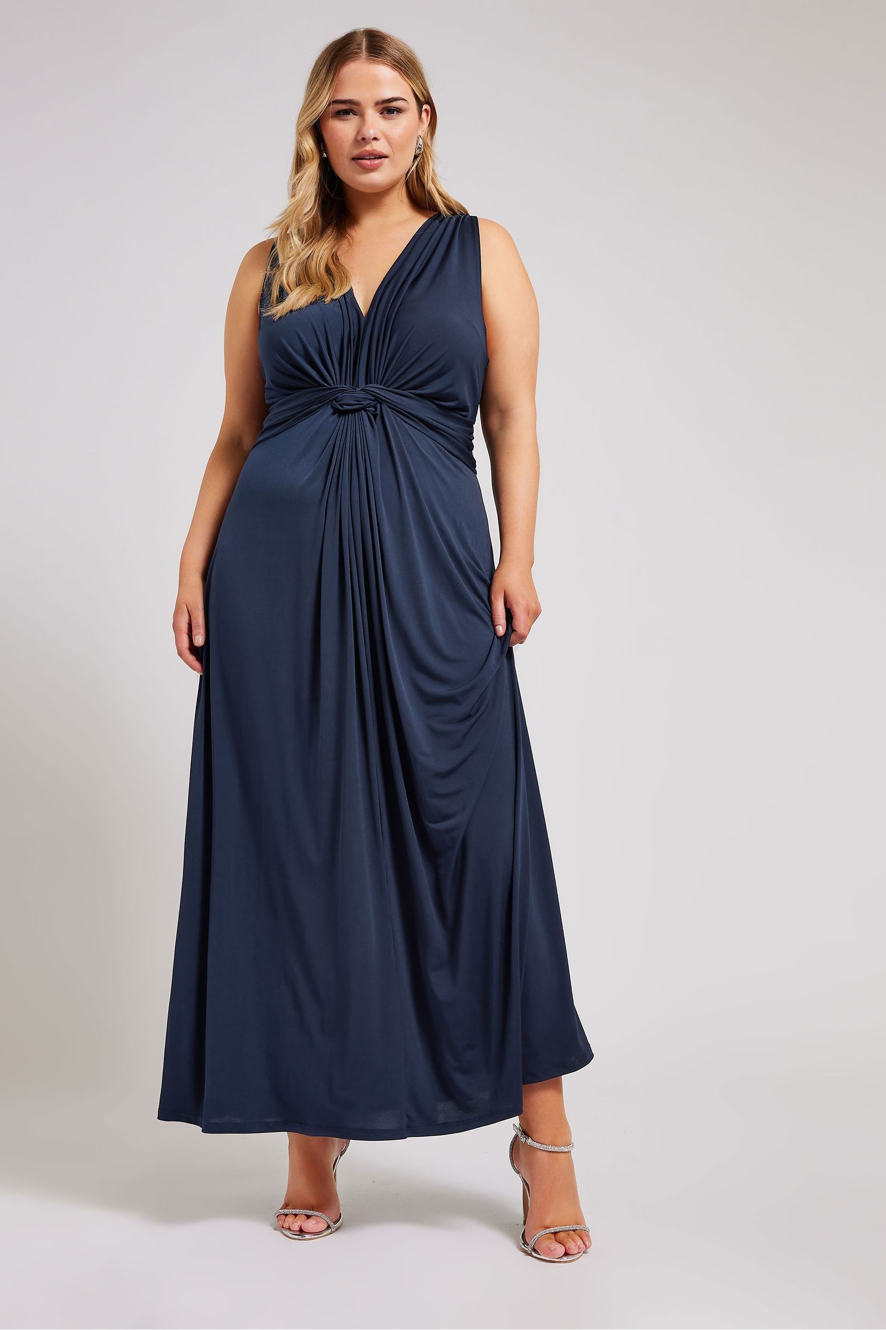 Buy Yours Curve Blue Knot Front Maxi Dress from the Next UK online shop