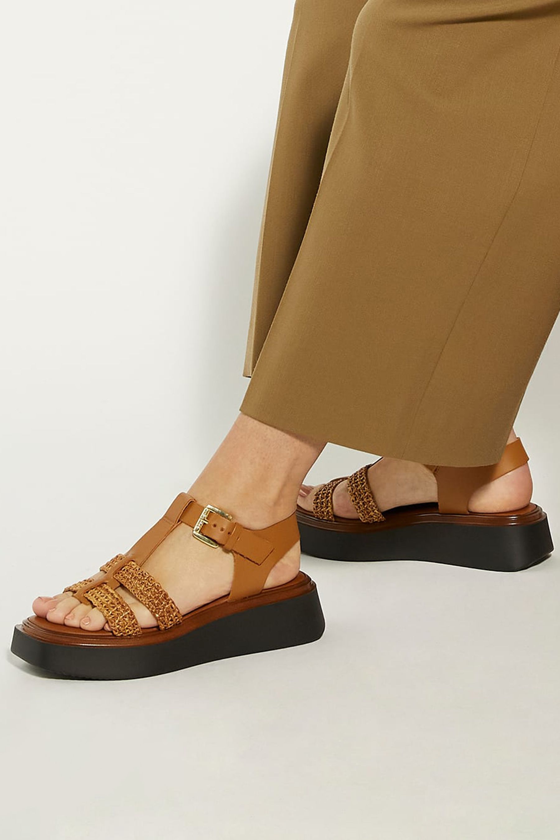 Buy Dune London Brown Lyons T-Bar Flatform Sandals from the Next UK ...