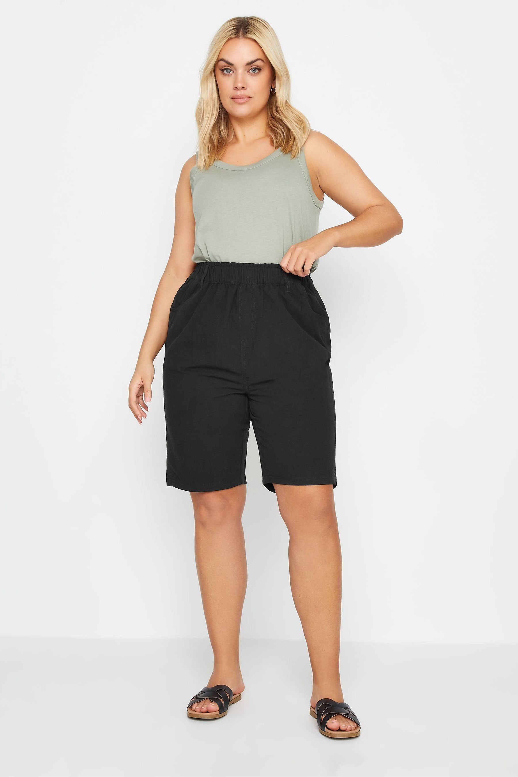 Buy Yours Curve Black Cool Cotton Shorts from the Next UK online shop
