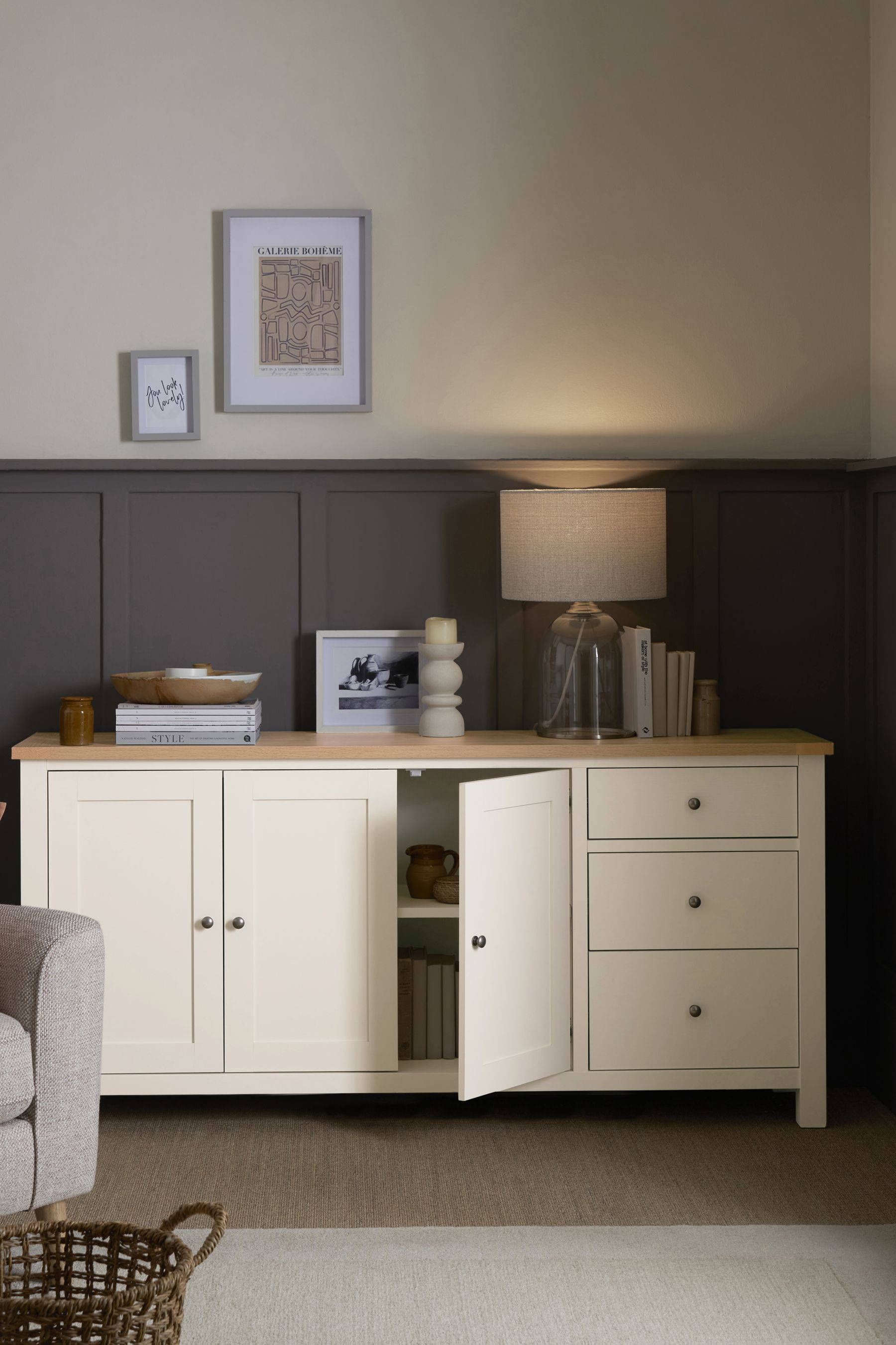 Buy Cream Malvern Oak Effect Extra Large Sideboard from the Next UK ...