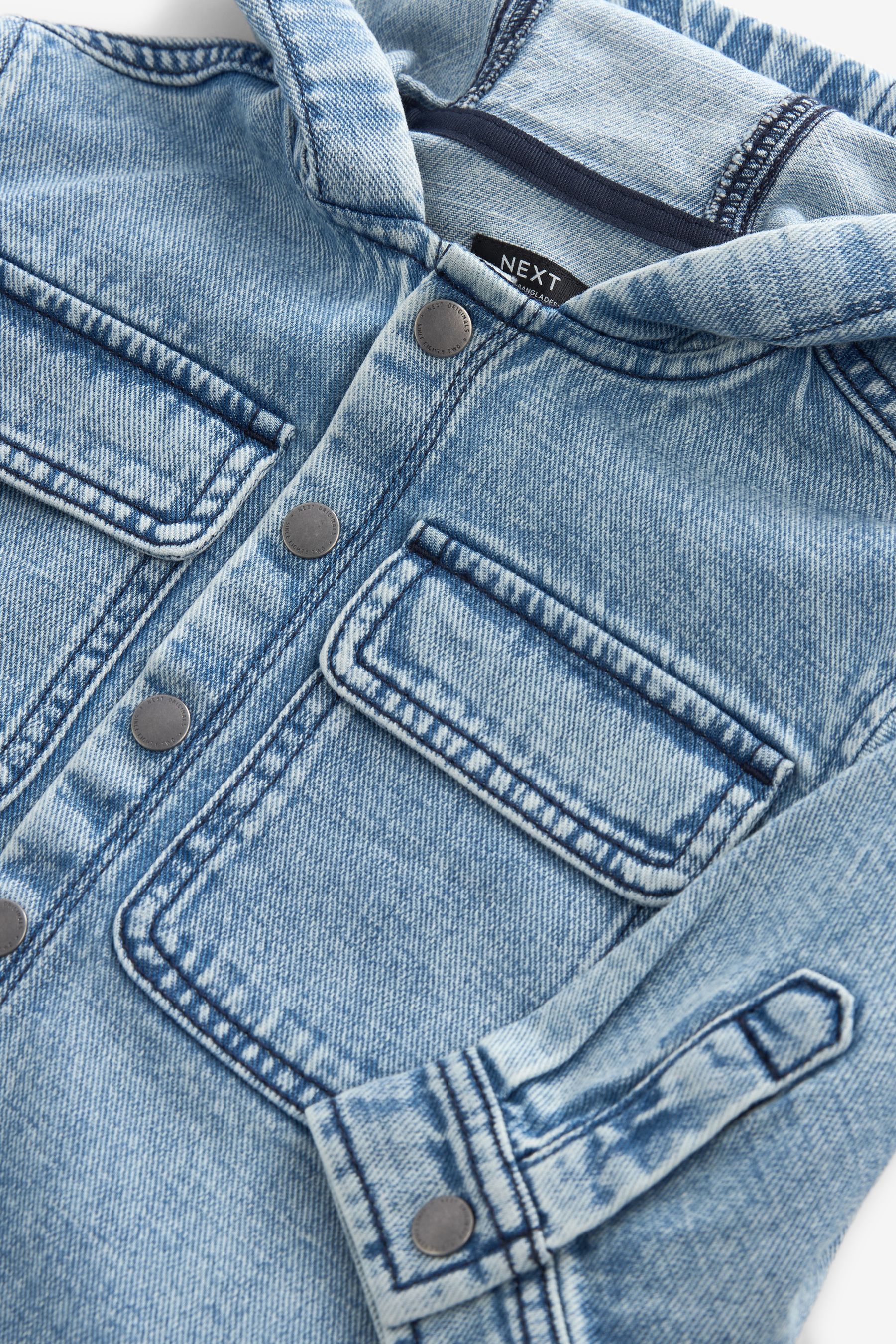 Buy Blue Denim Hooded Shacket (3mths-7yrs) from the Next UK online shop