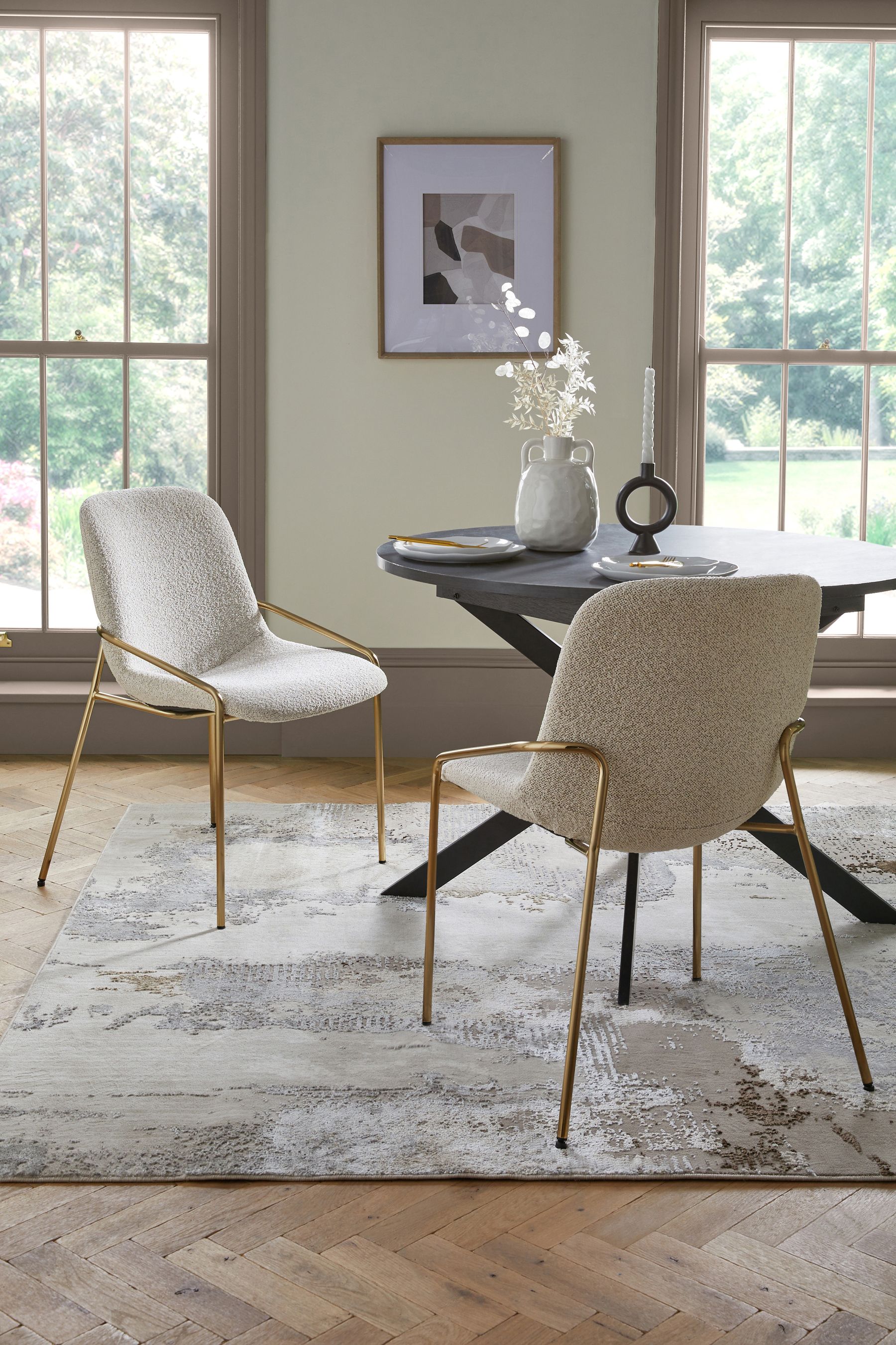 Buy Set of 2 Casual Boucle Light Natural Elia Dining Chairs from the ...