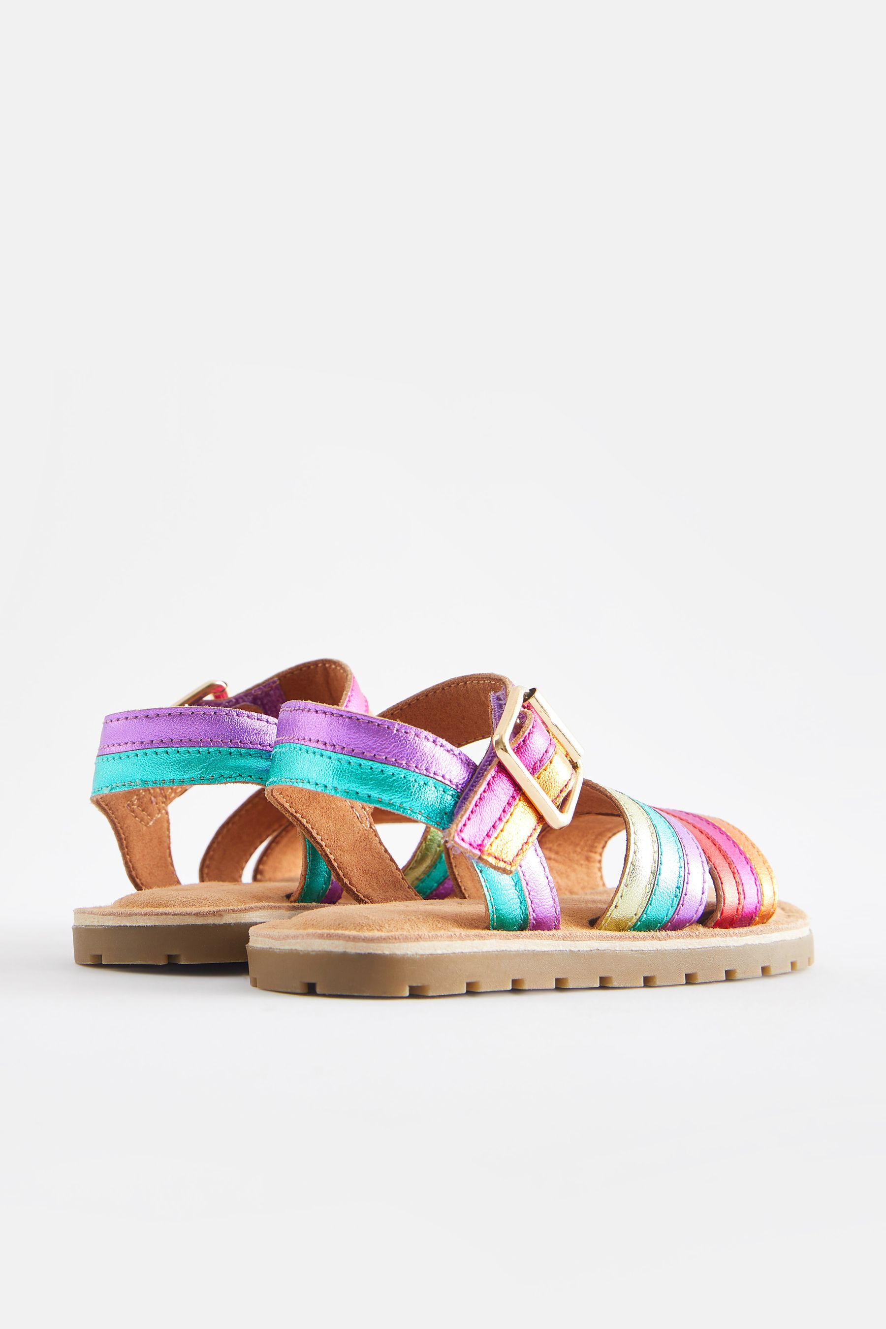 Buy Multi Standard Fit (F) Leather Stripe Sandals from the Next UK ...