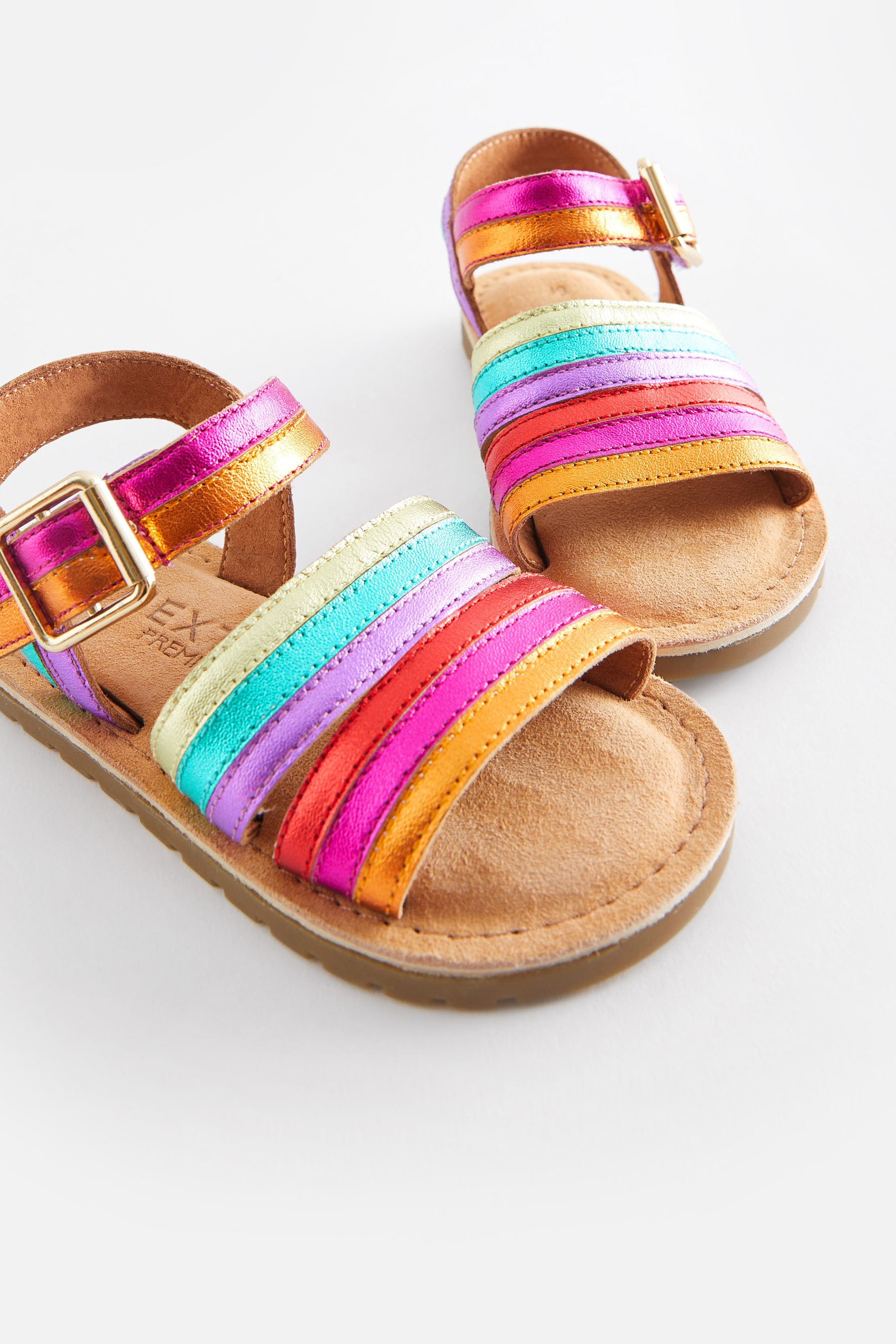 Buy Multi Standard Fit (F) Leather Stripe Sandals from the Next UK ...