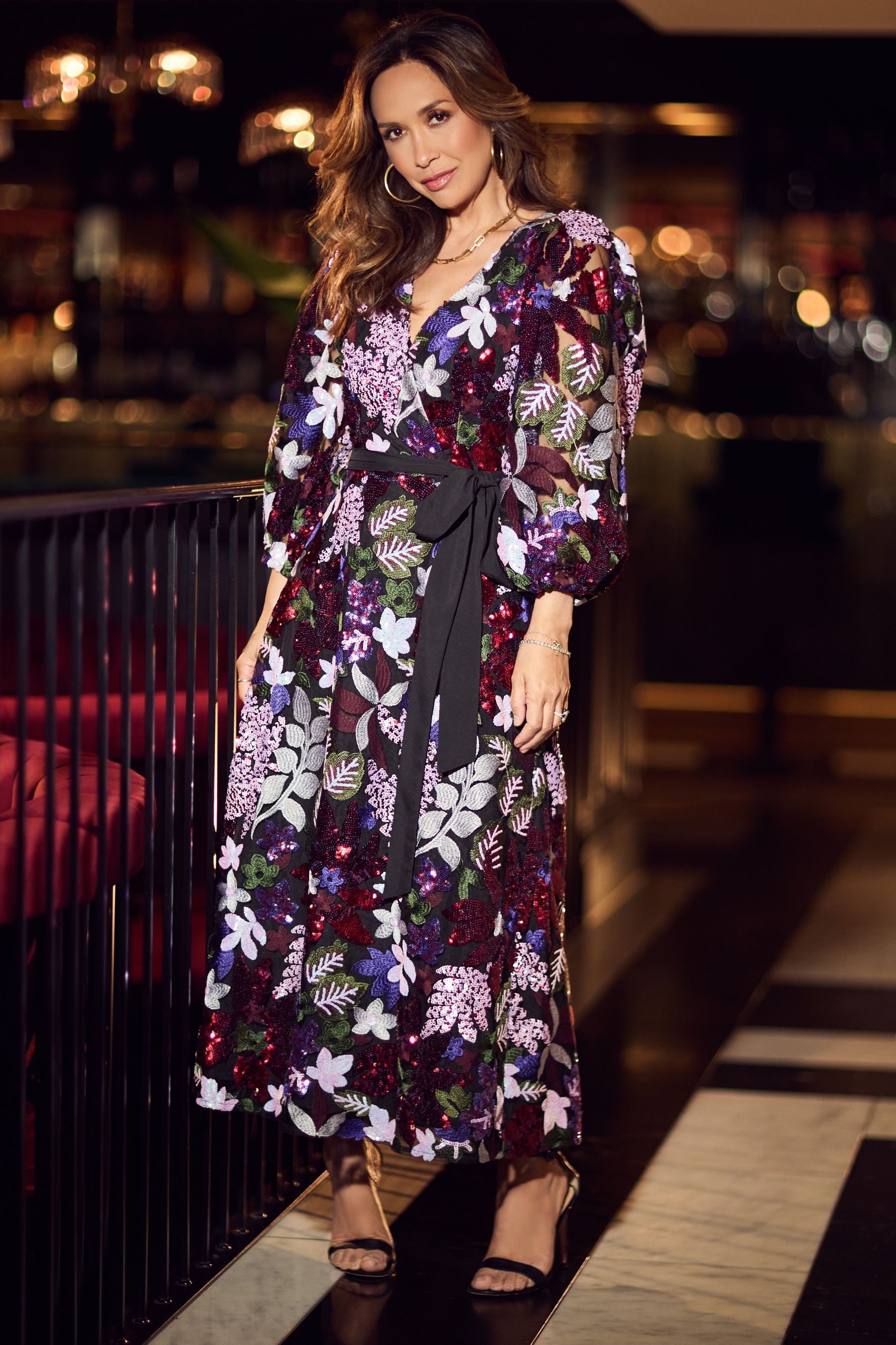 Buy Myleene Klass Floral Sequin Embellished Wrap Black Dress From Next Ireland