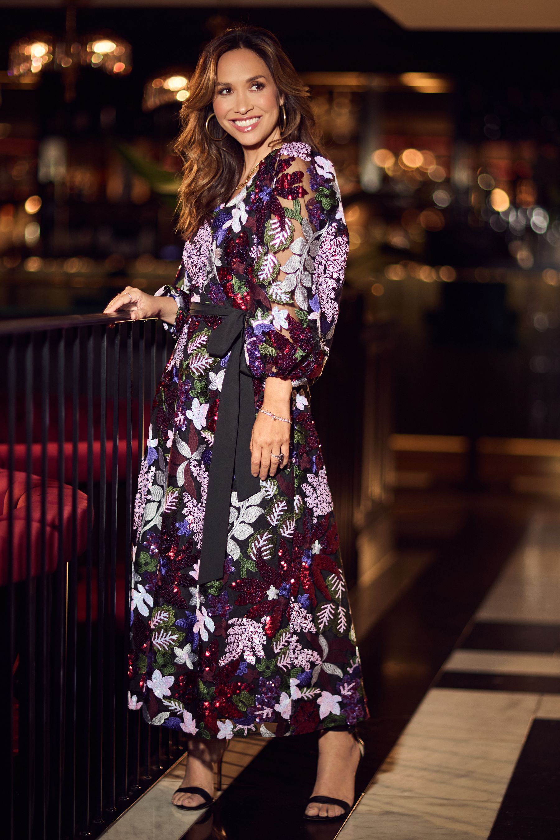 Buy Myleene Klass Floral Sequin Embellished Wrap Black Dress From Next Ireland