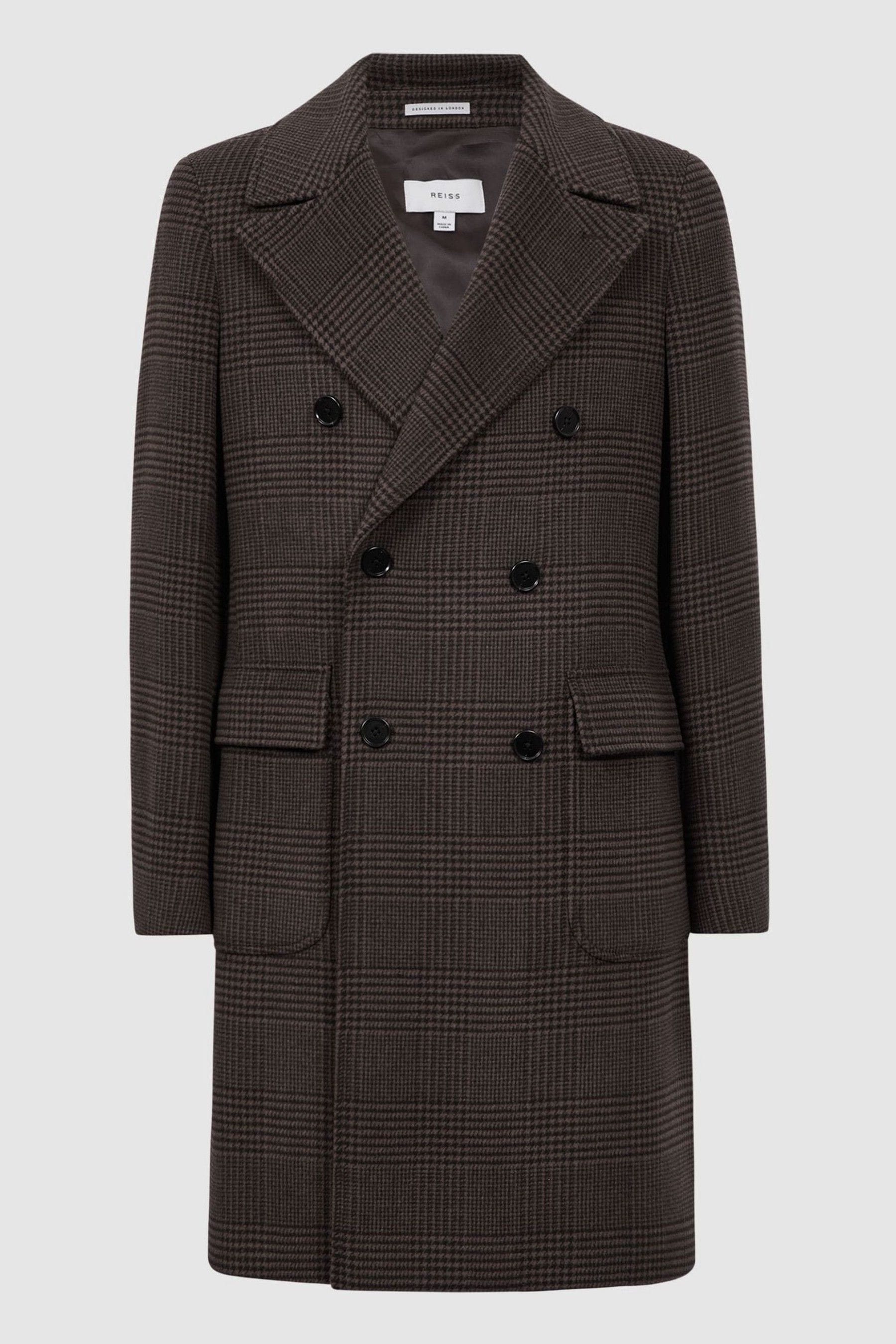 Buy Reiss Brown Date Wool Check Double Breasted Coat from the Next UK ...