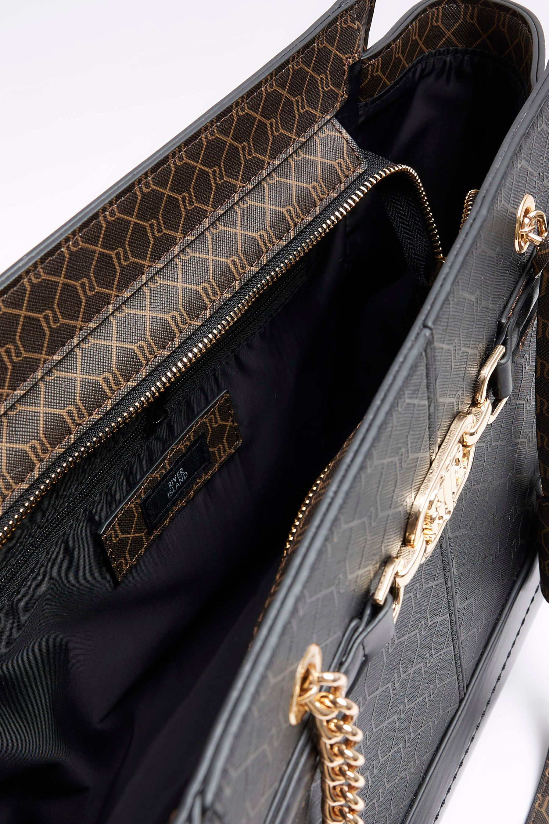 Buy River Island Black Monogram Charm Wing Tote Bag from the Next UK ...