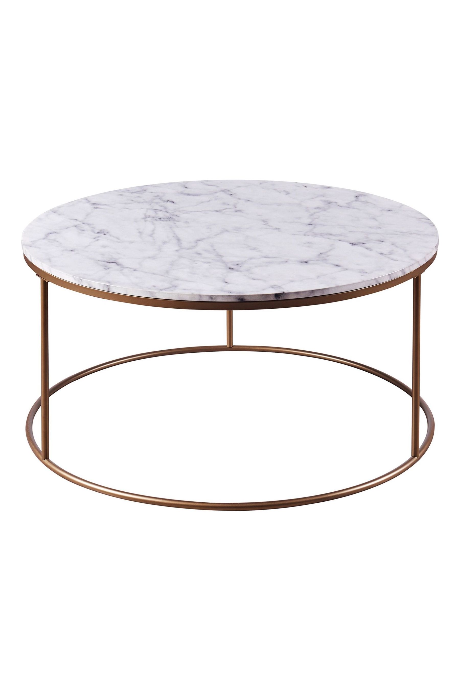 Buy Teamson Home Brass Marmo Round Coffee Table with Faux Marble Top from the Next UK online shop