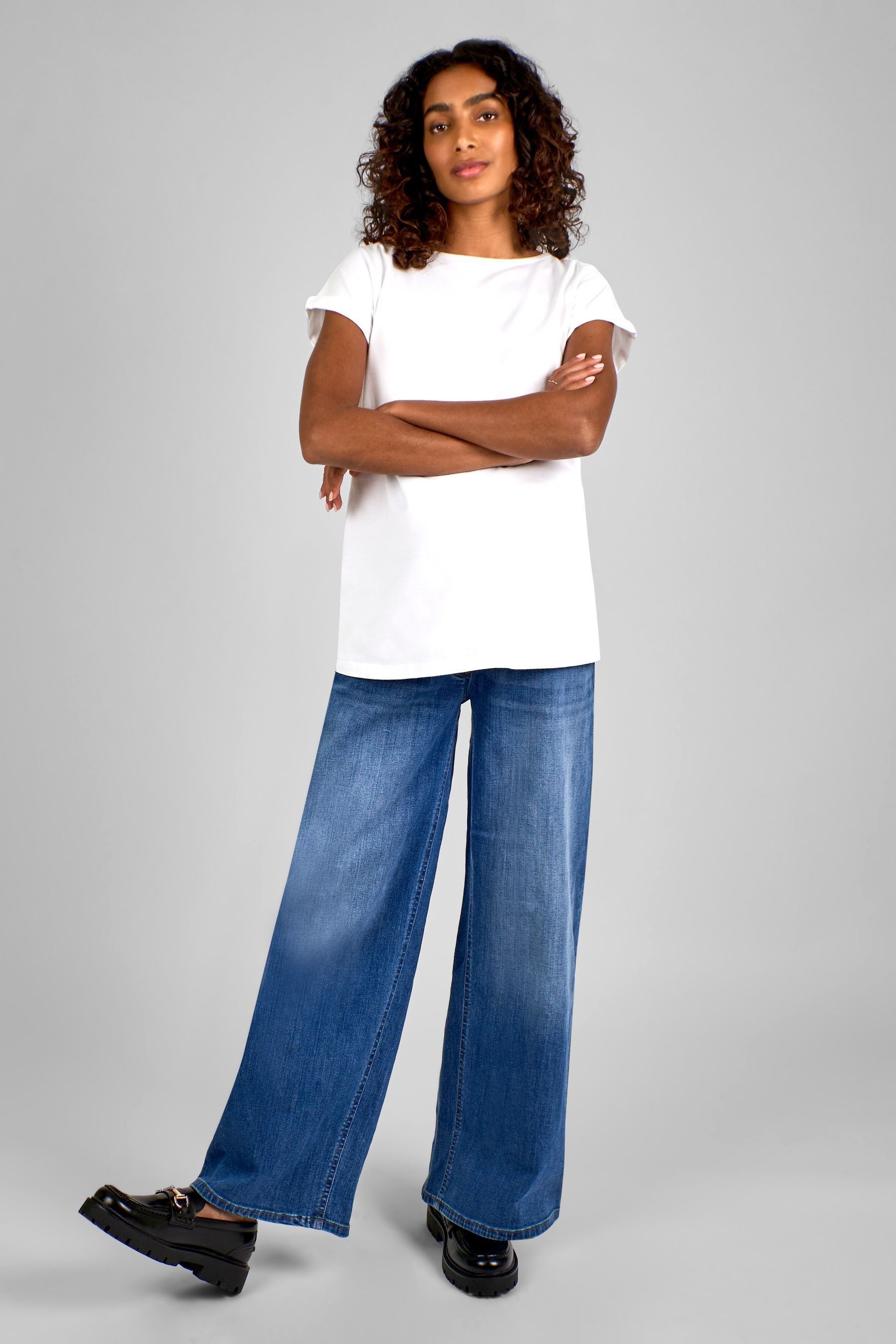 Buy JoJo Maman Bébé Mid Wash Wide Leg Maternity Jeans from the Next UK ...
