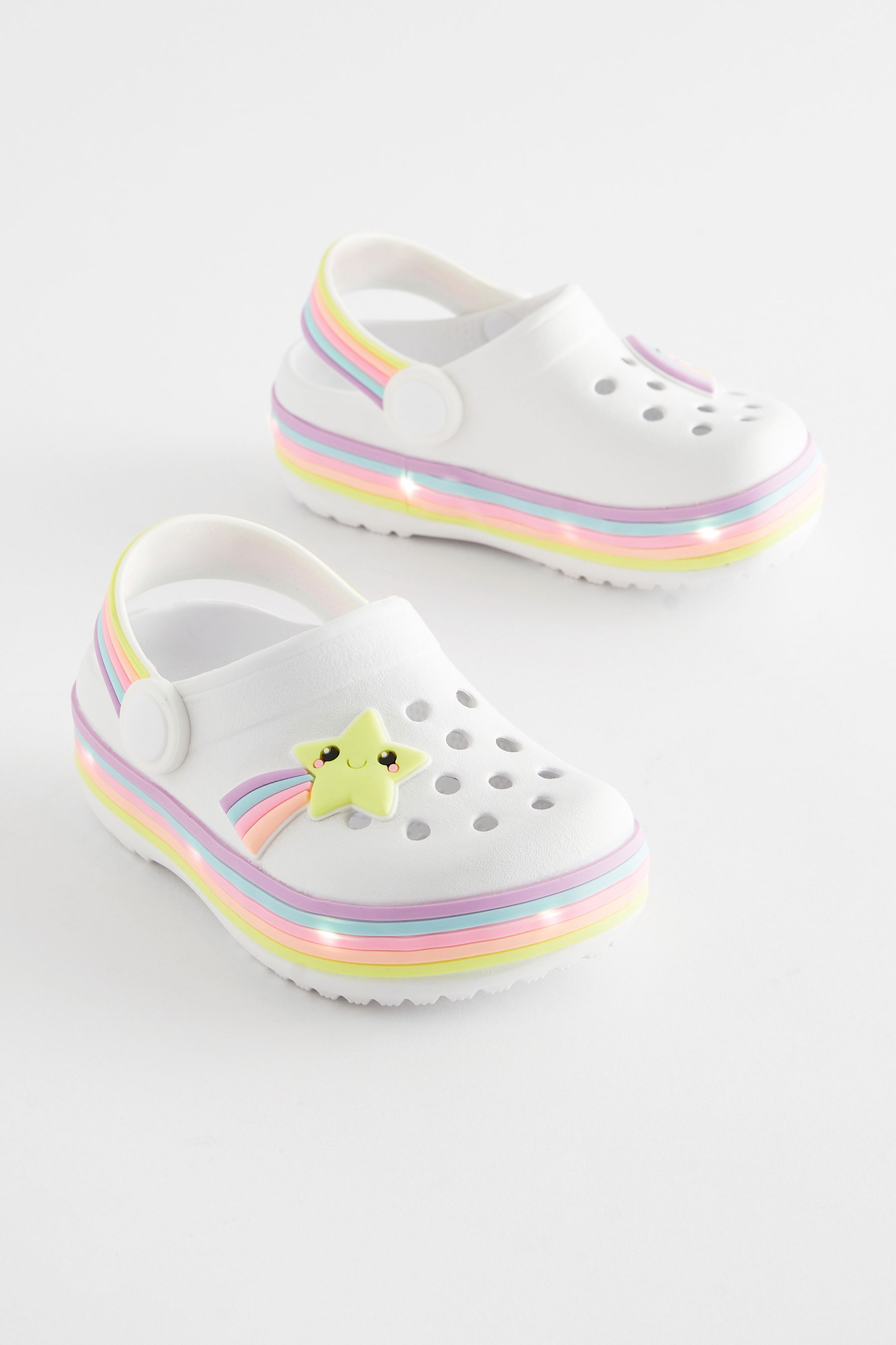 Buy White Rainbow Light-Up Clogs from the Next UK online shop