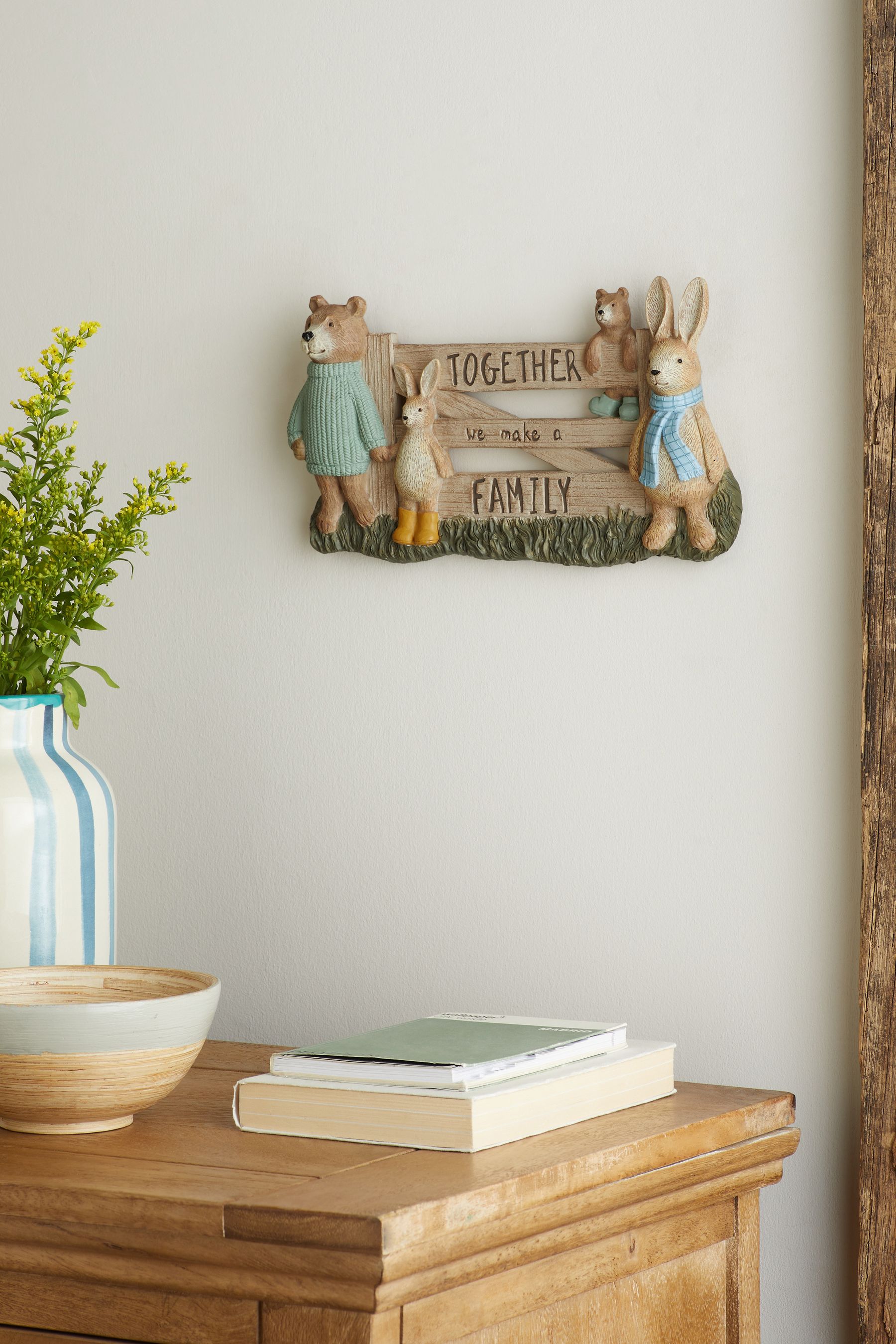 Buy Wood Effect Rosie Rabbit and Bertie Bear Family Wall Art from the ...