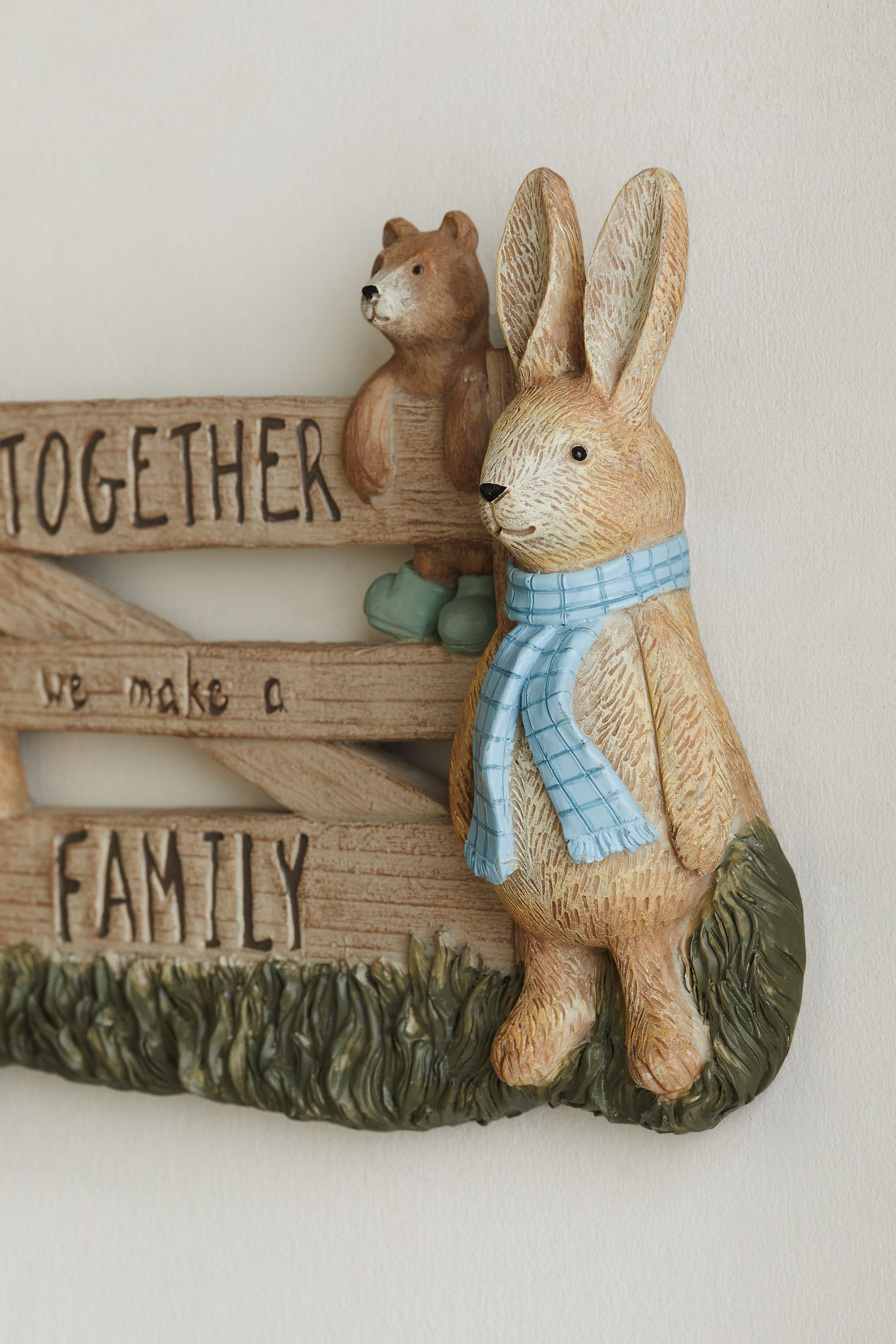 Buy Wood Effect Rosie Rabbit and Bertie Bear Family Wall Art from the ...