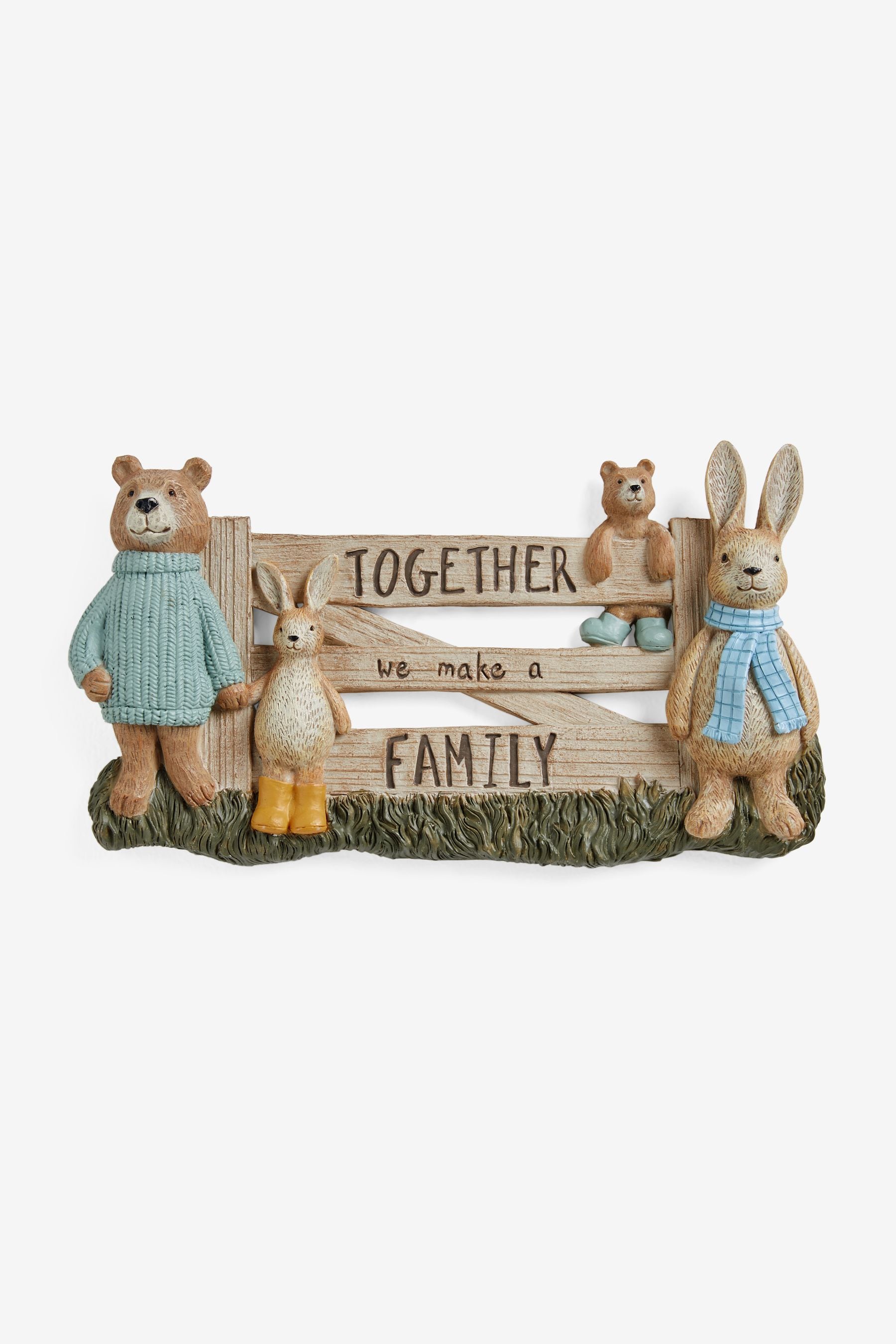 Buy Wood Effect Rosie Rabbit and Bertie Bear Family Wall Art from the ...