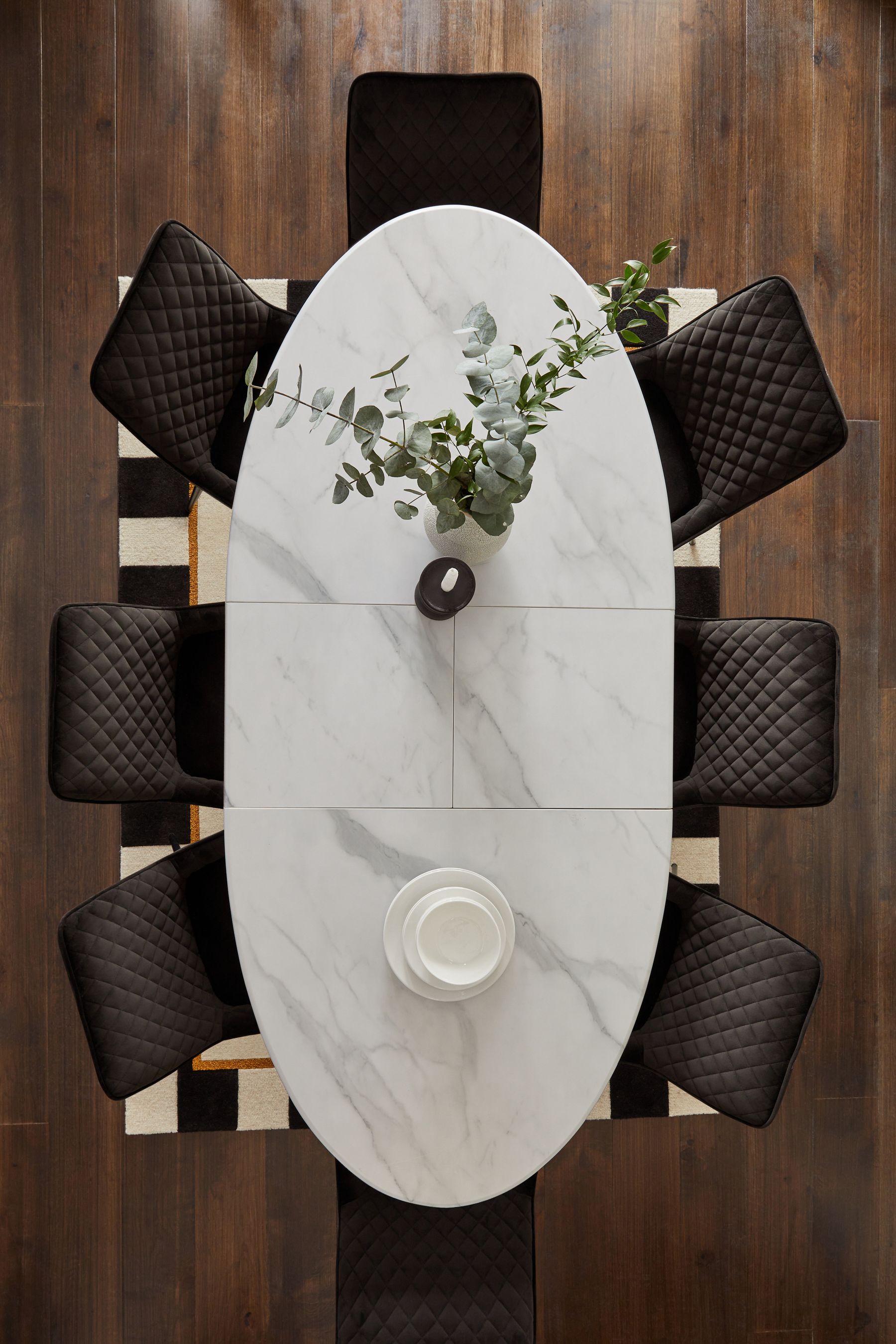 Buy White Marble Effect Extending 6 to 8 Seater Extending Dining Table ...